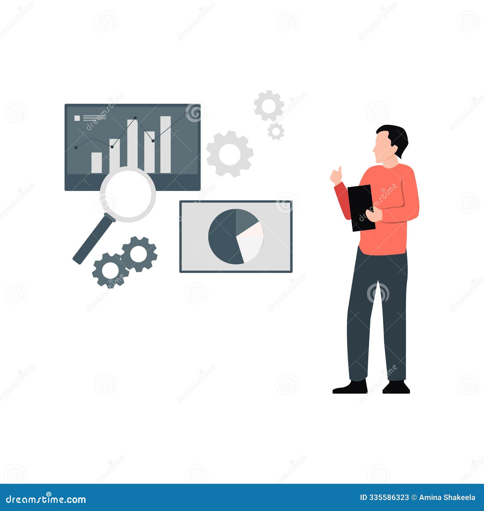 The Boy is Explaining about the Business Pie Chart Stock Image - Image ...