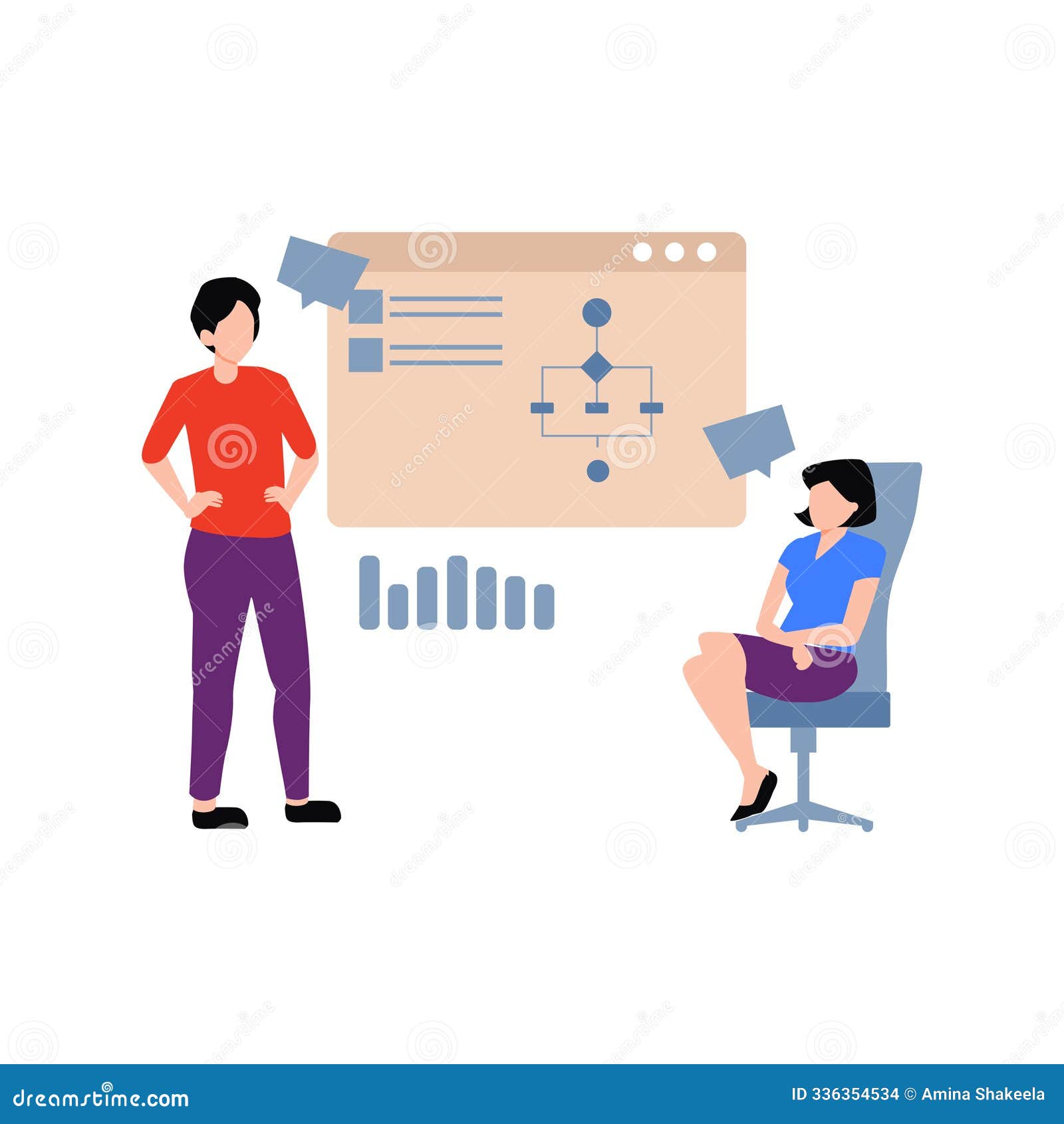 A Boy Is Explaining A Flowchart To A Girl Stock Photo | CartoonDealer ...