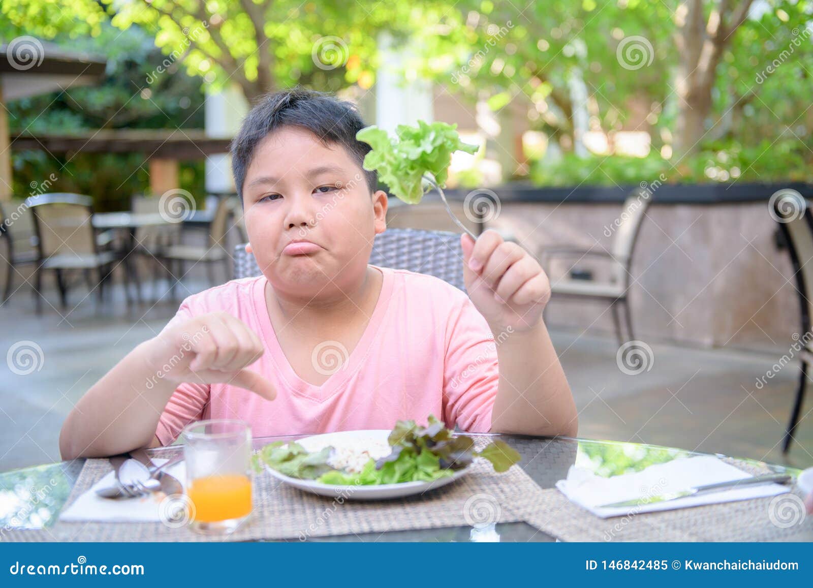 Boy with Expression of Disgust Against Vegetables Stock Image - Image ...