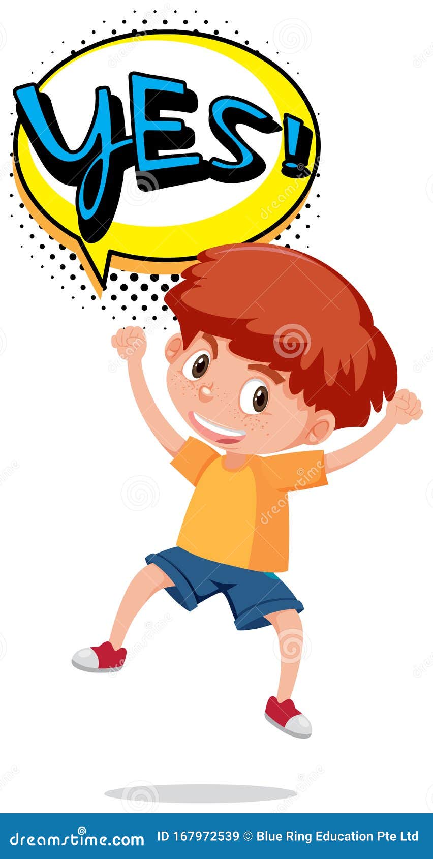 Boy with Expression Word Yes Stock Vector - Illustration of text ...