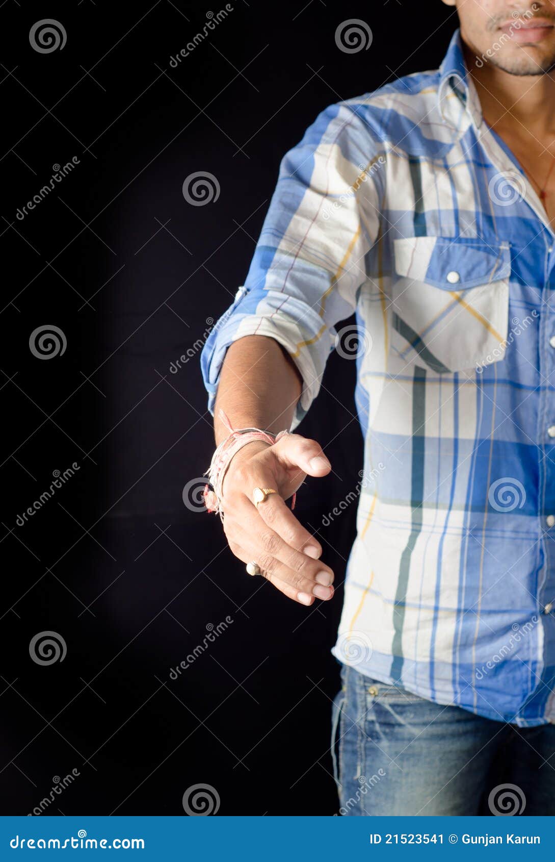 Boy Extending Hand Shake Indian Stock Image - Image of blue, close ...