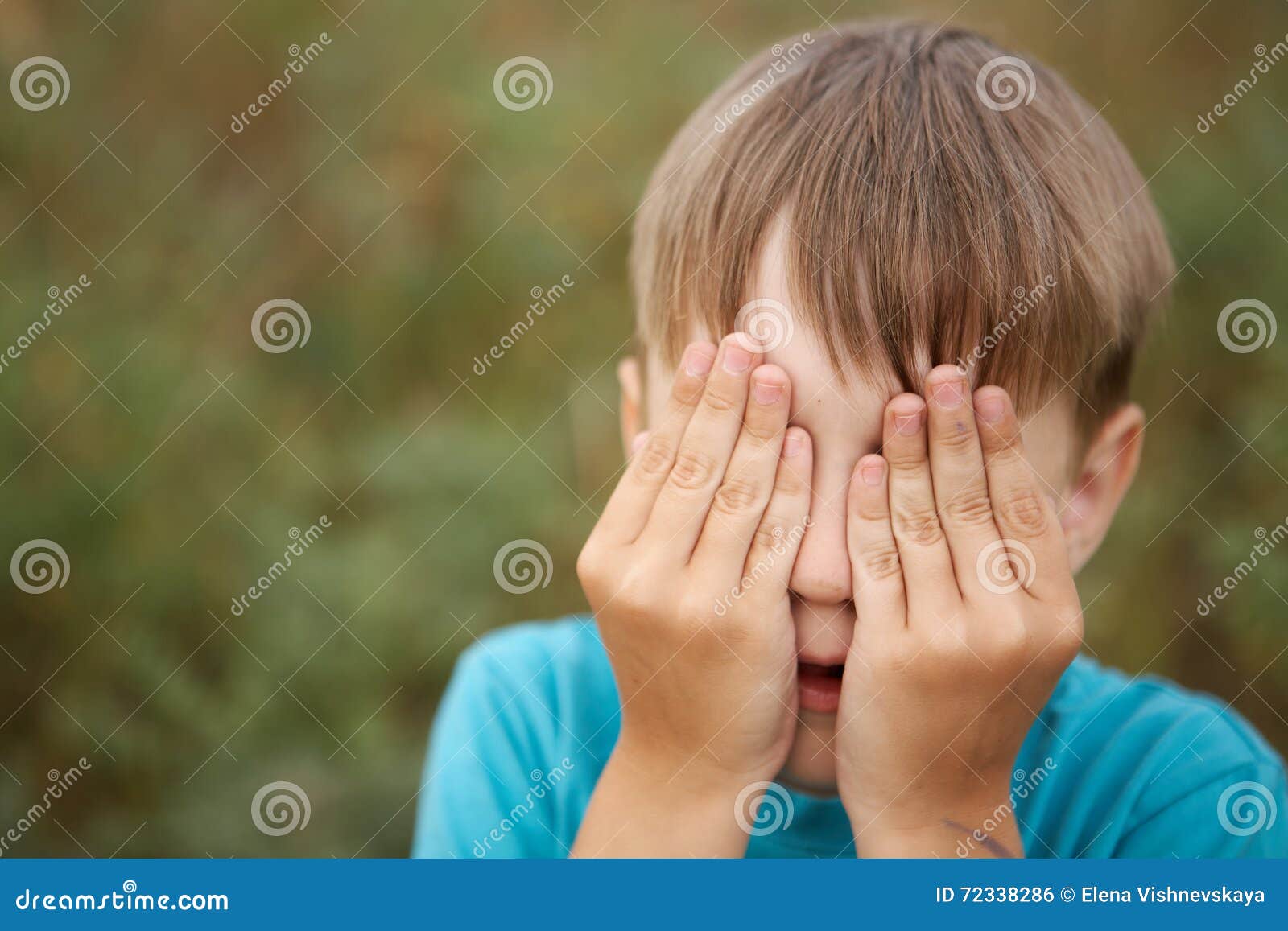 Boy with eyes closed stock photo. Image of children, shirt - 72338286