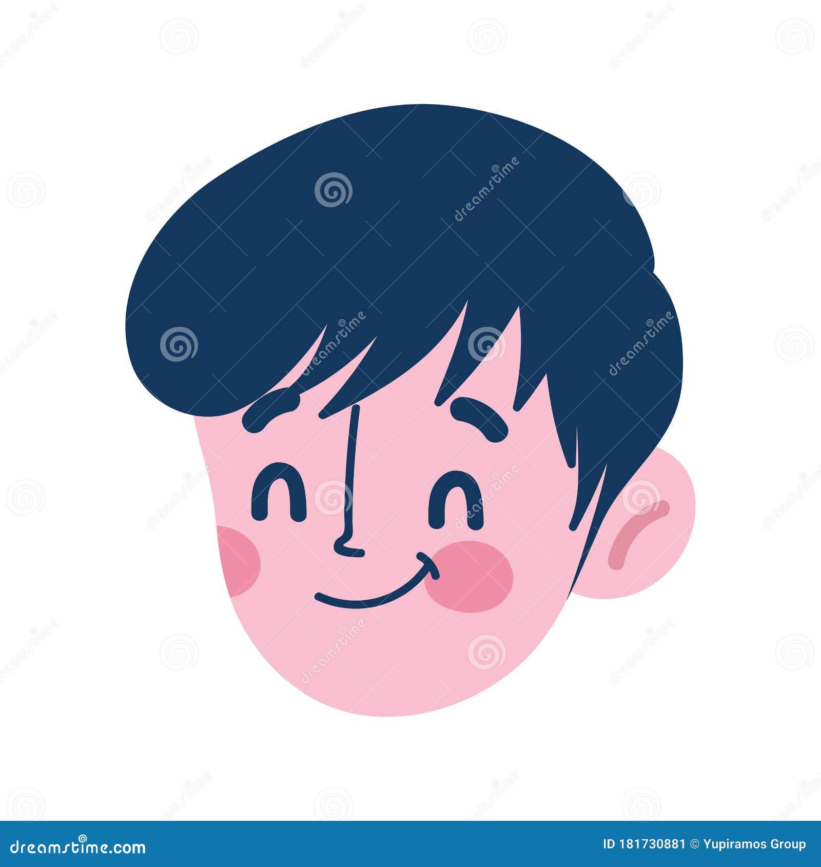 Boy Face Character Avatar Isolated Icon on White Background Stock ...