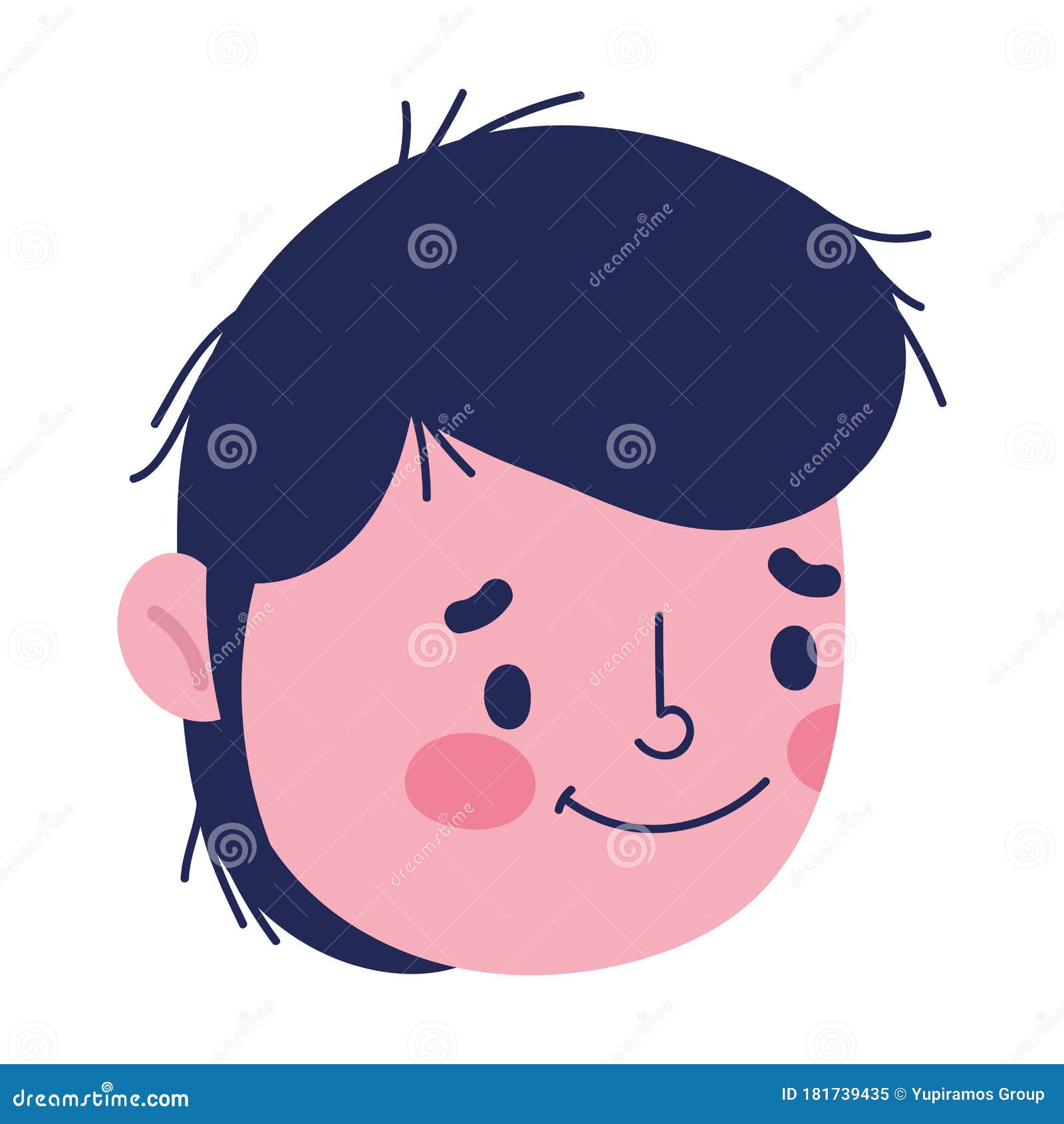 Boy Face Character Avatar Isolated Icon on White Background Stock ...
