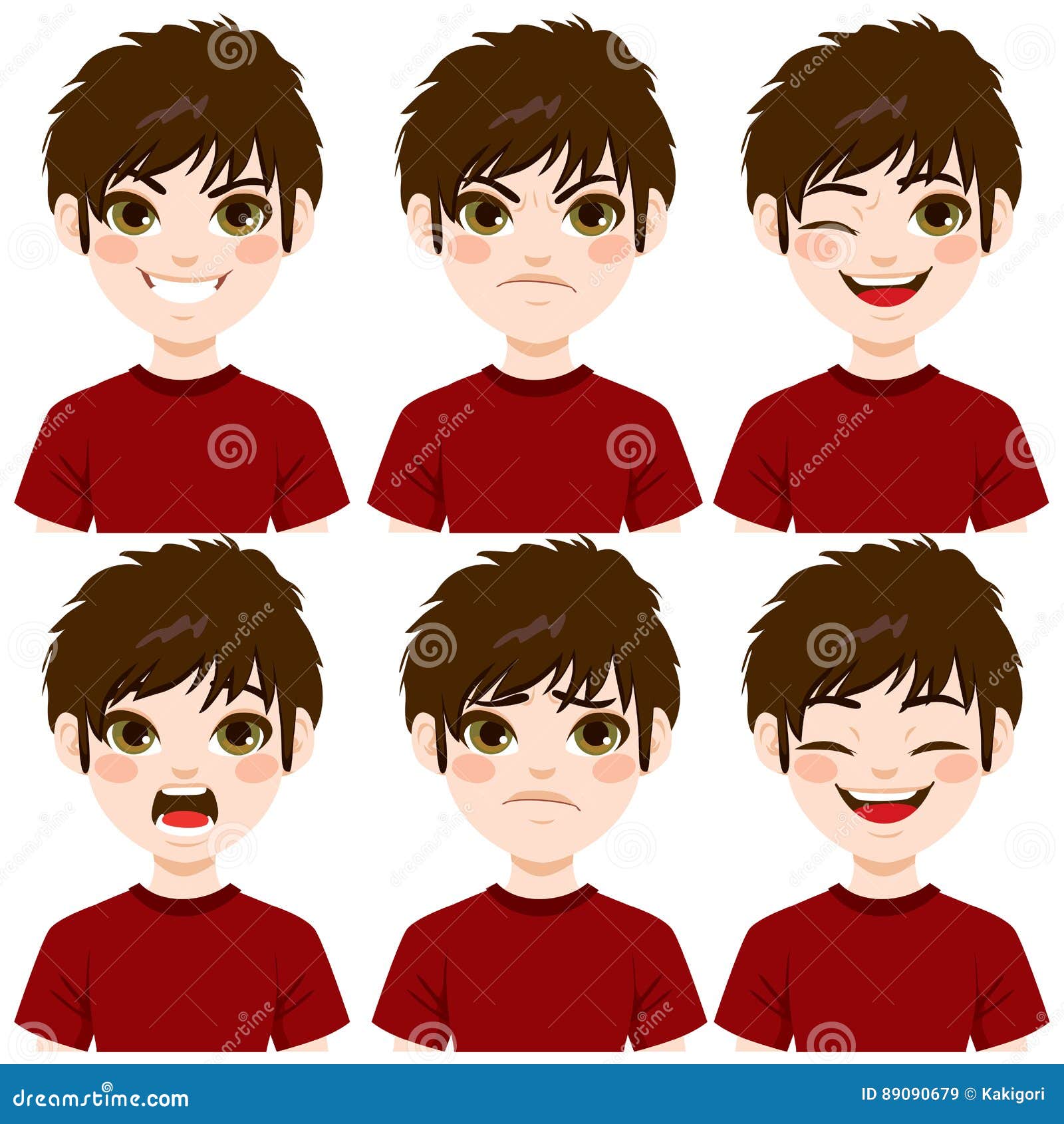 Boy Face Expressions stock vector. Illustration of teenager - 89090679