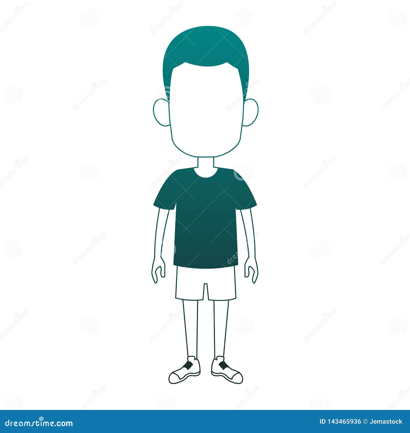 Boy Faceless Cartoon Blue Lines Stock Vector - Illustration of vector ...