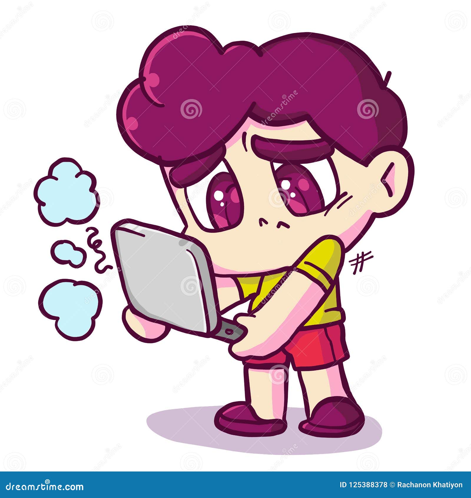 Boy and fail laptop stock illustration. Illustration of fall - 125388378