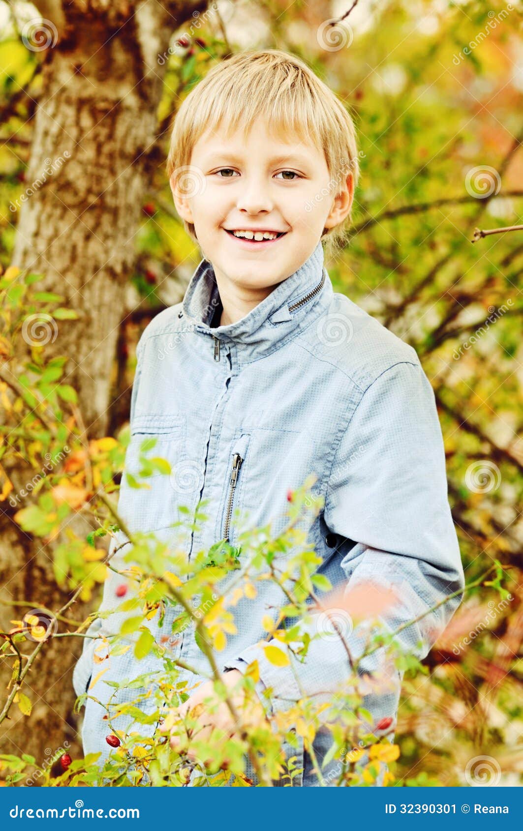 Boy in fall time stock image. Image of leaves, beauty - 32390301