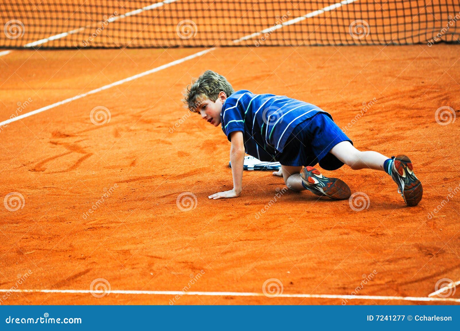 Boy Falling Over in Tennis Game Stock Image - Image of leisure ...