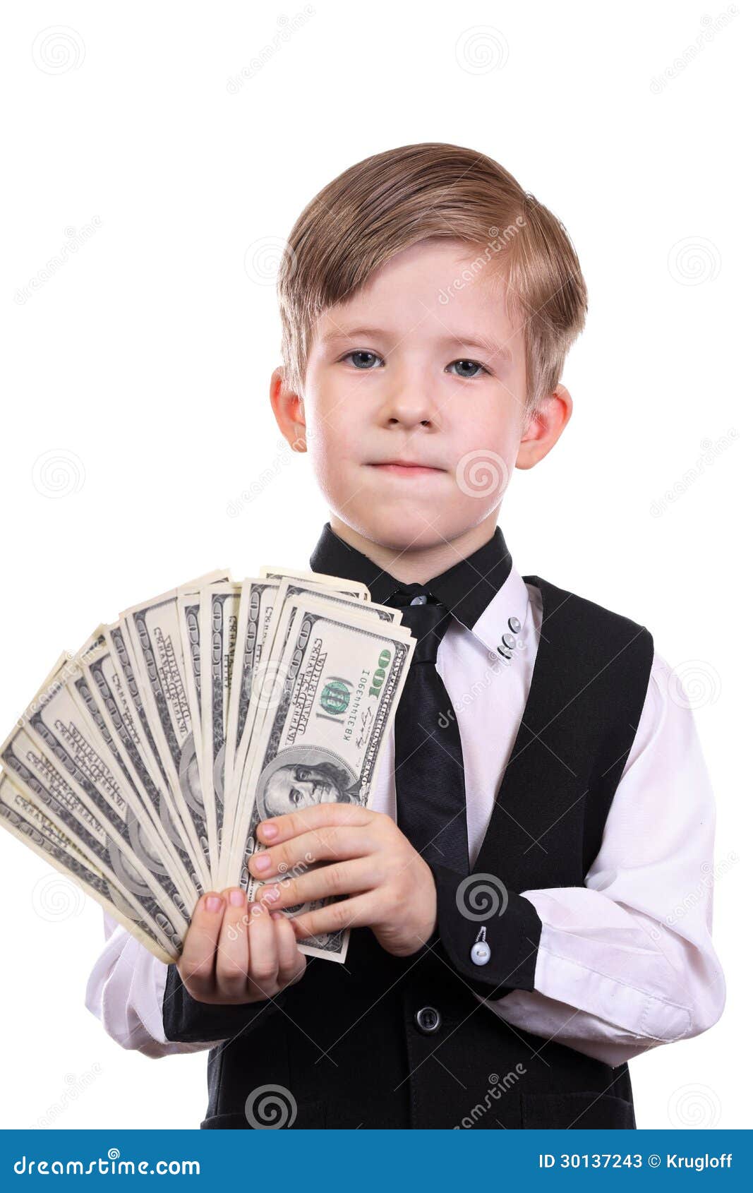 Boy as a banker stock image. Image of count, child, doubt - 30137243