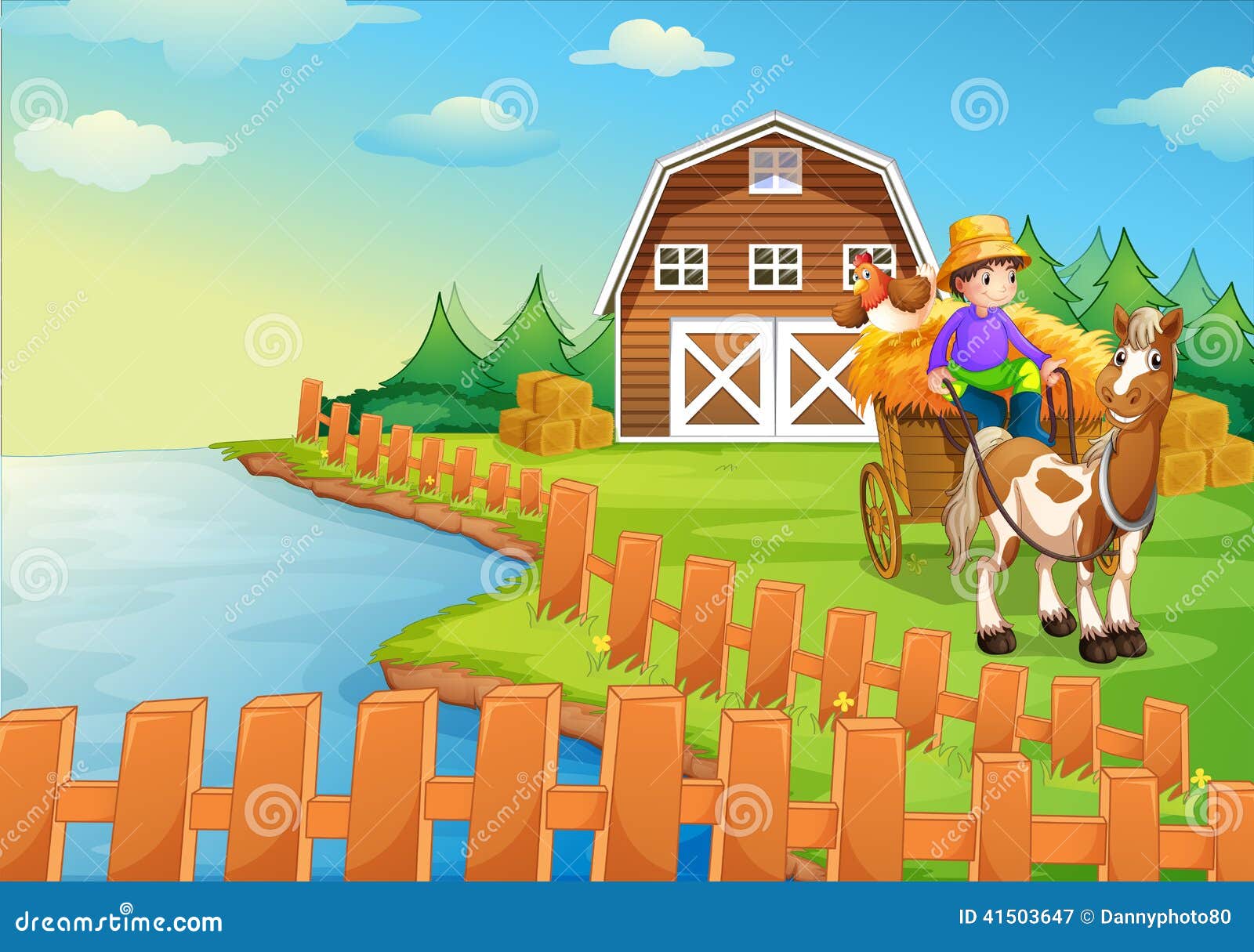 A boy at the farm stock vector. Illustration of house - 41503647