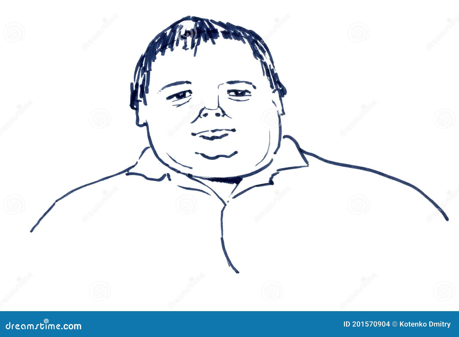 The Boy is Fat, Body Positivity. Ink Drawing. Stock Illustration ...