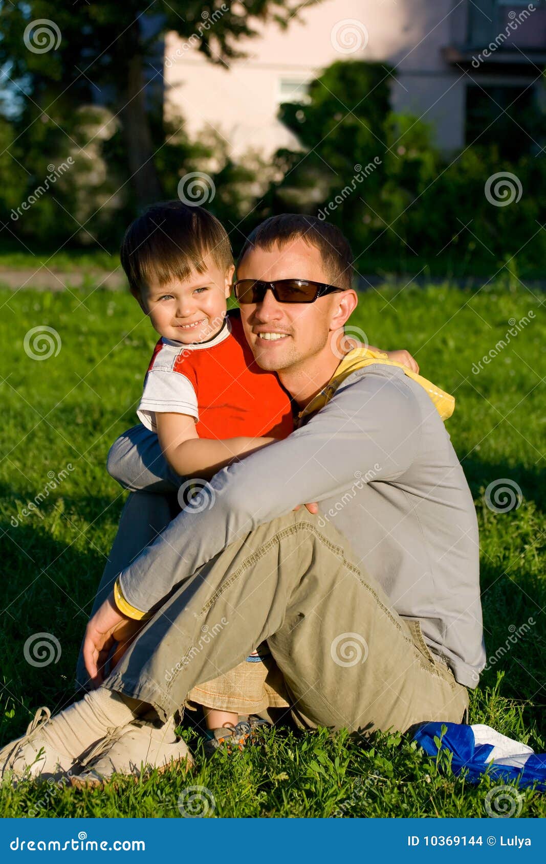 Boy with father stock photo. Image of together, meadow - 10369144