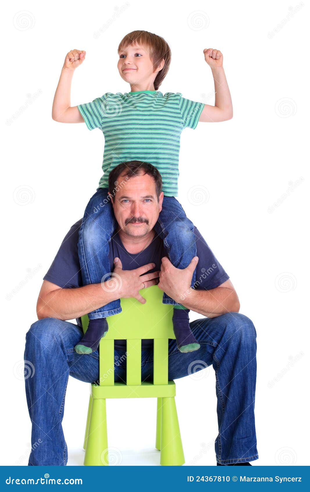 Boy on father s shoulders stock photo. Image of look - 24367810