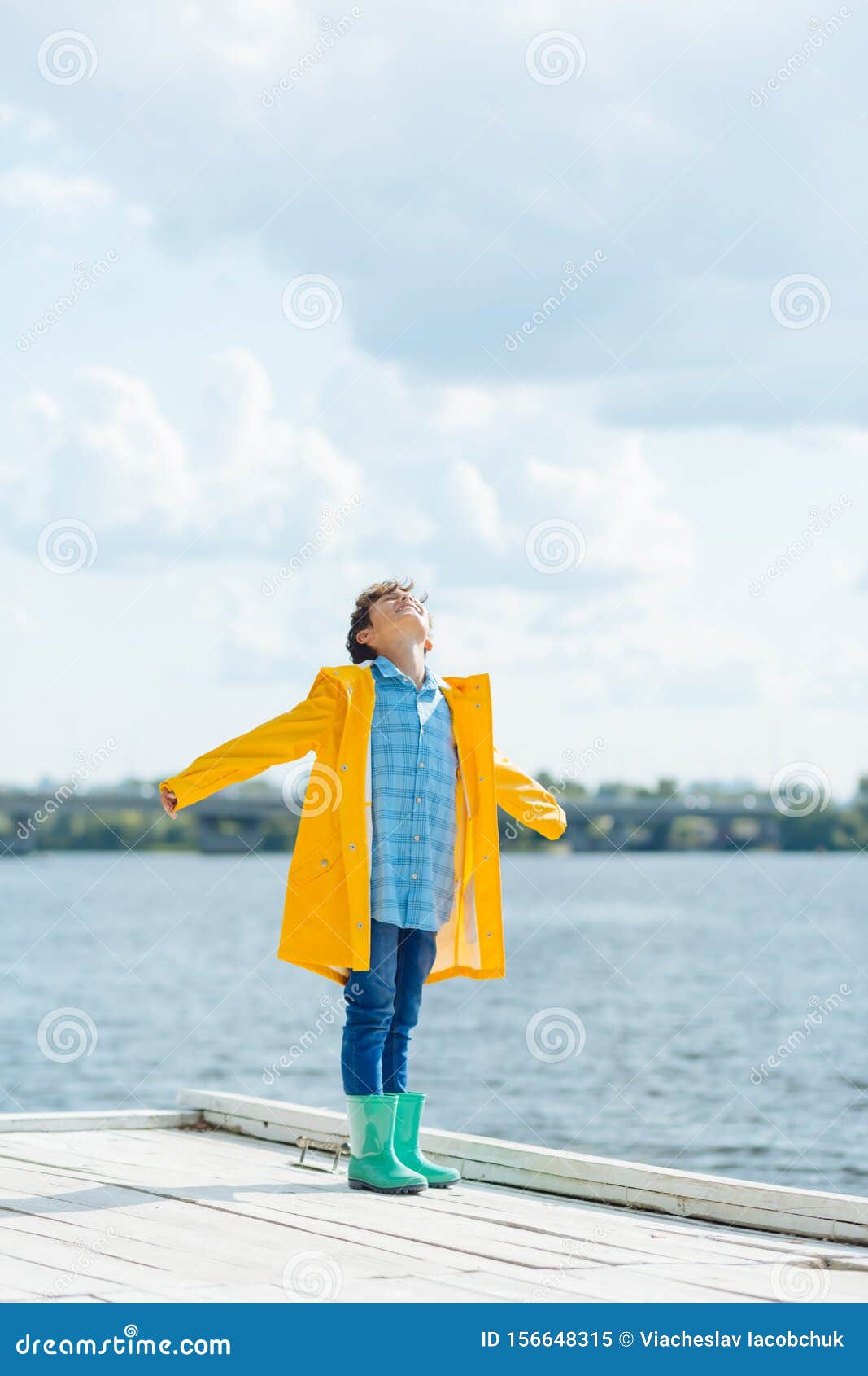 Boy Feeling Happy while Seeing Sun after Rain Stock Image - Image of ...
