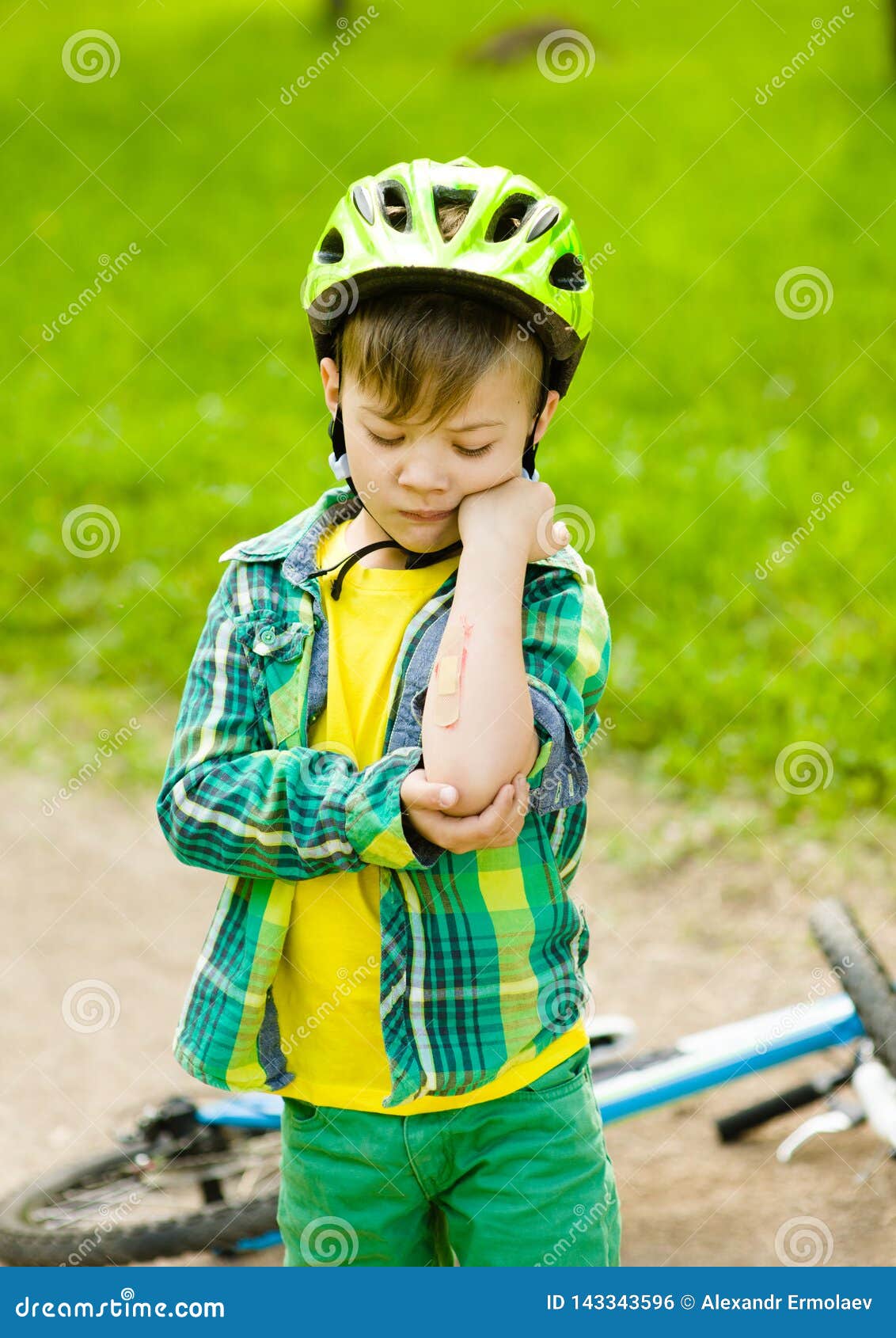 Boy Fell From The Bike In A Park Royalty-Free Stock Photography ...