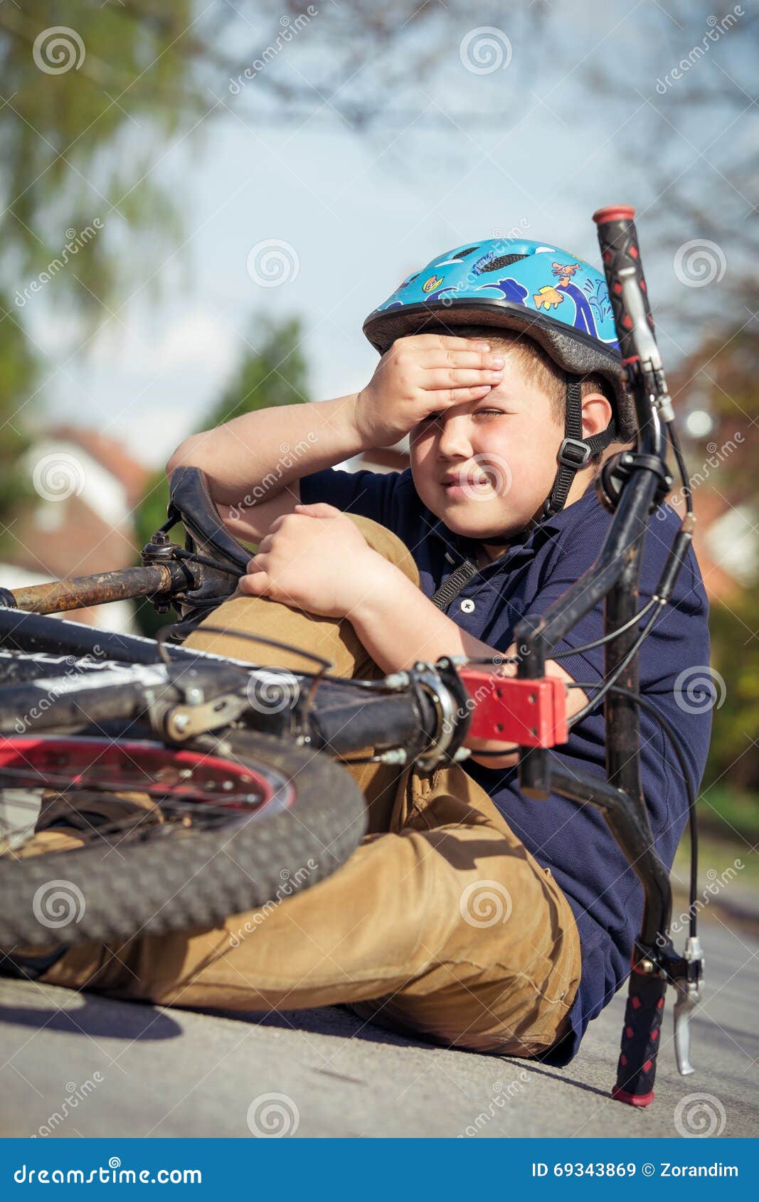 Boy Fell from the Bike in a Park Stock Image - Image of pain, fell ...