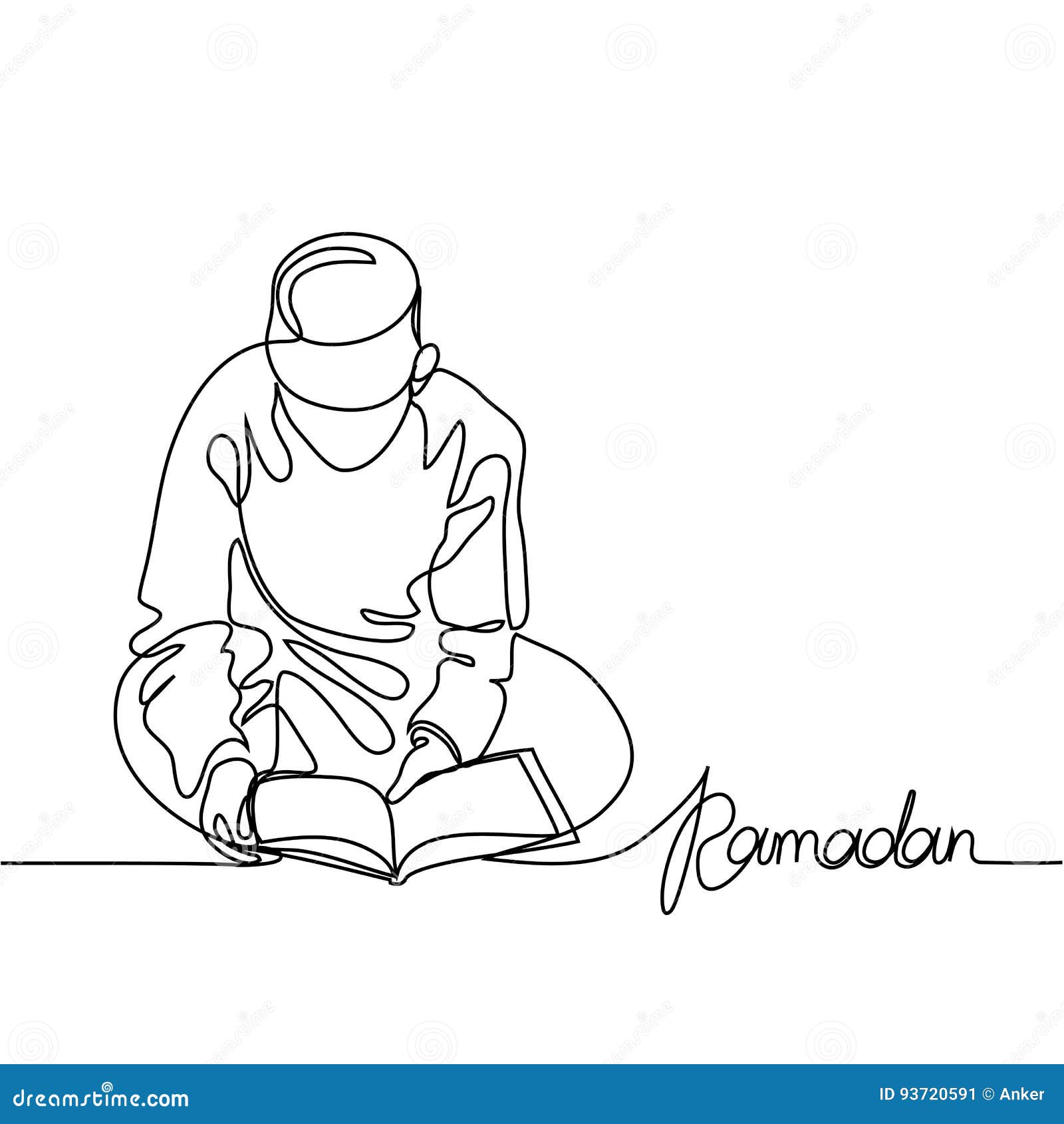 Boy in fez reading Koran stock vector. Illustration of people - 93720591