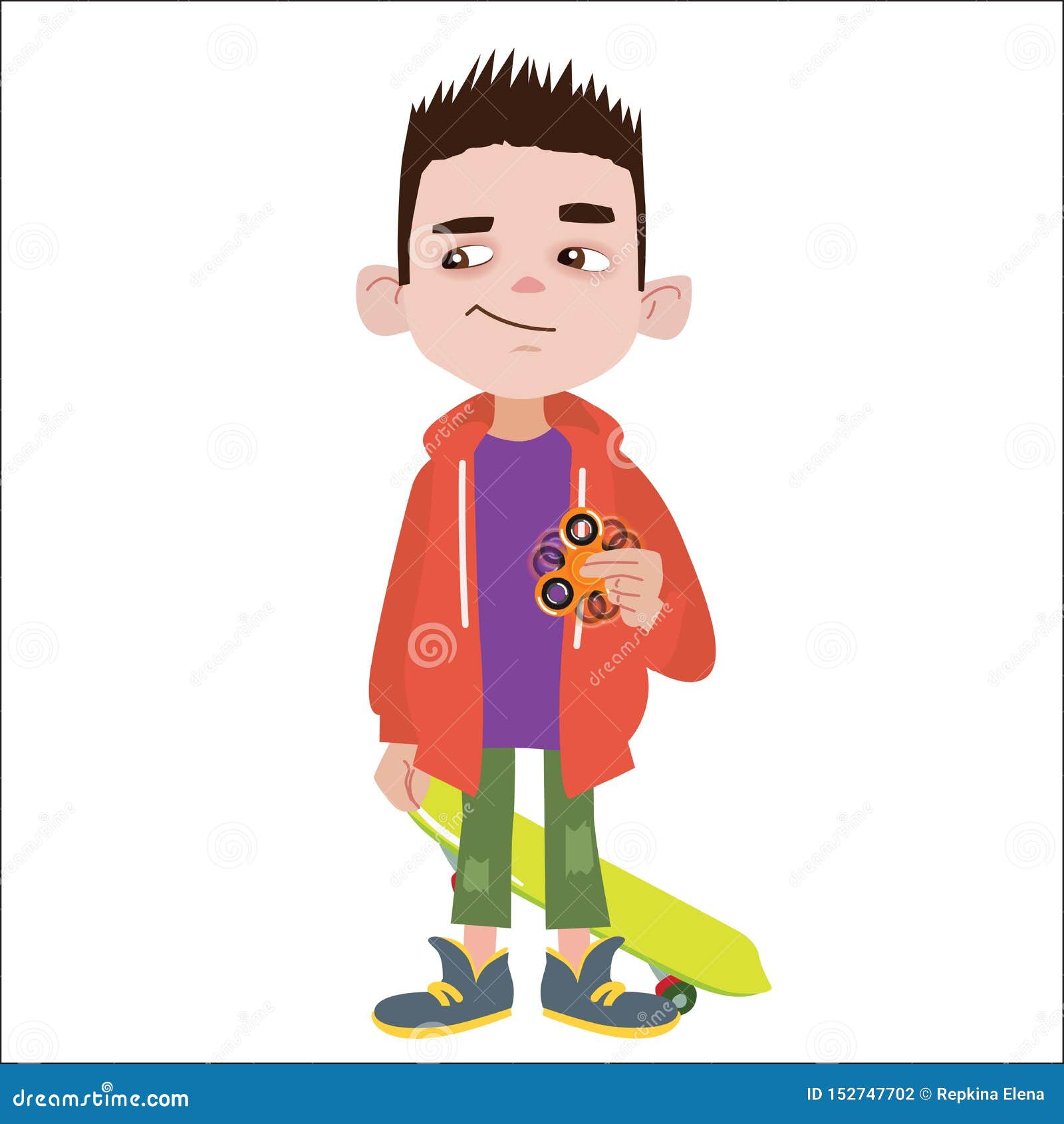 Boy with fidget spinner stock vector. Illustration of cute - 152747702