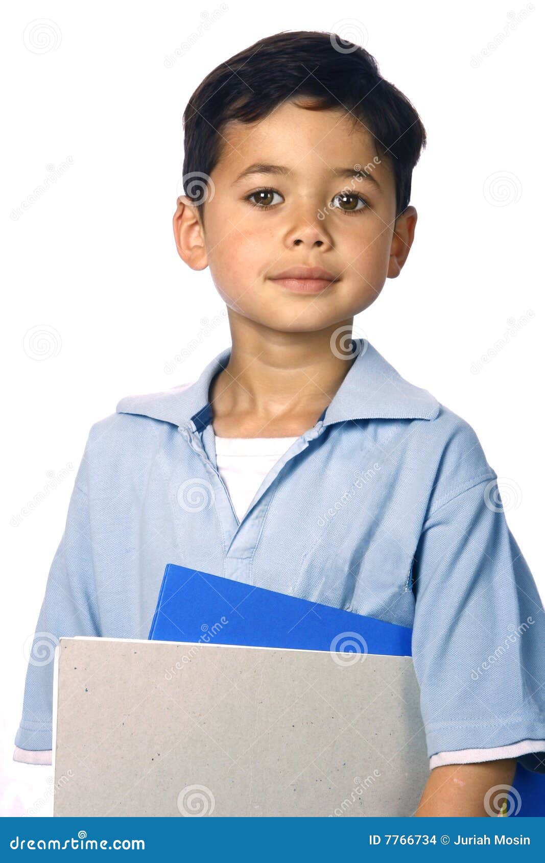 Boy with Files and Books, Isolated Stock Photo - Image of homework ...