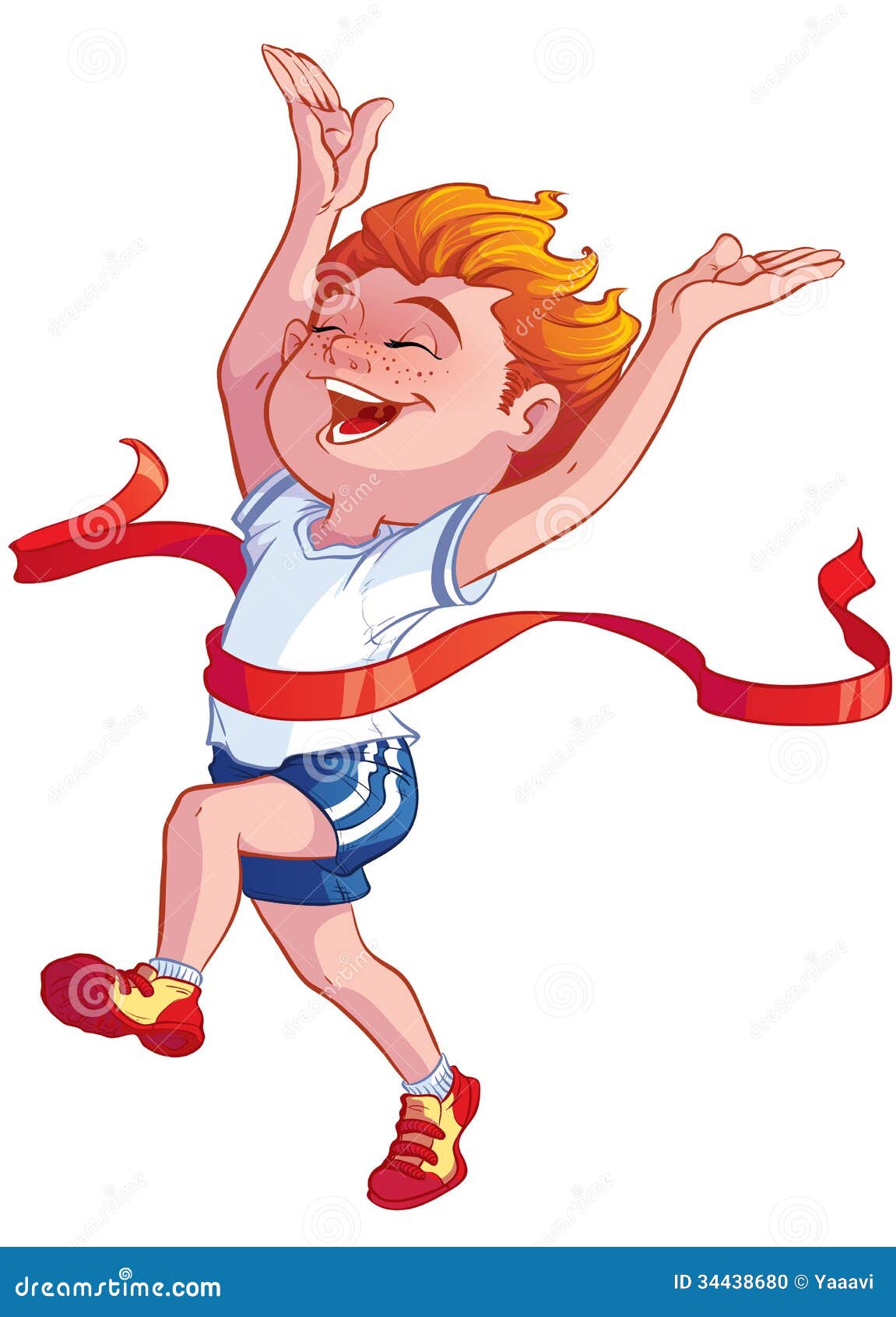 Boy at the finish stock vector. Illustration of athletic - 34438680