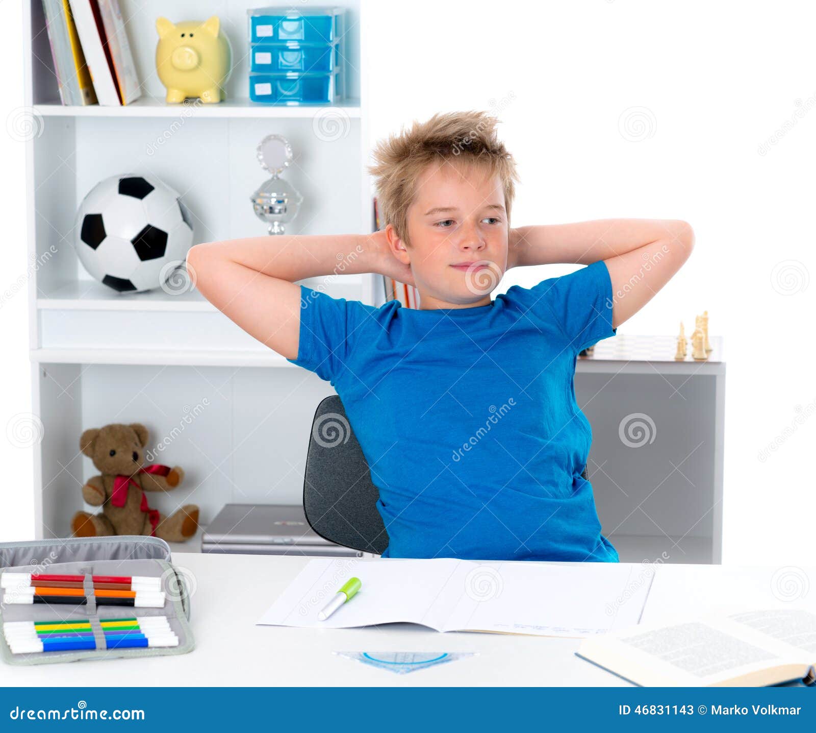 Boy finished his homework stock image. Image of network - 46831143