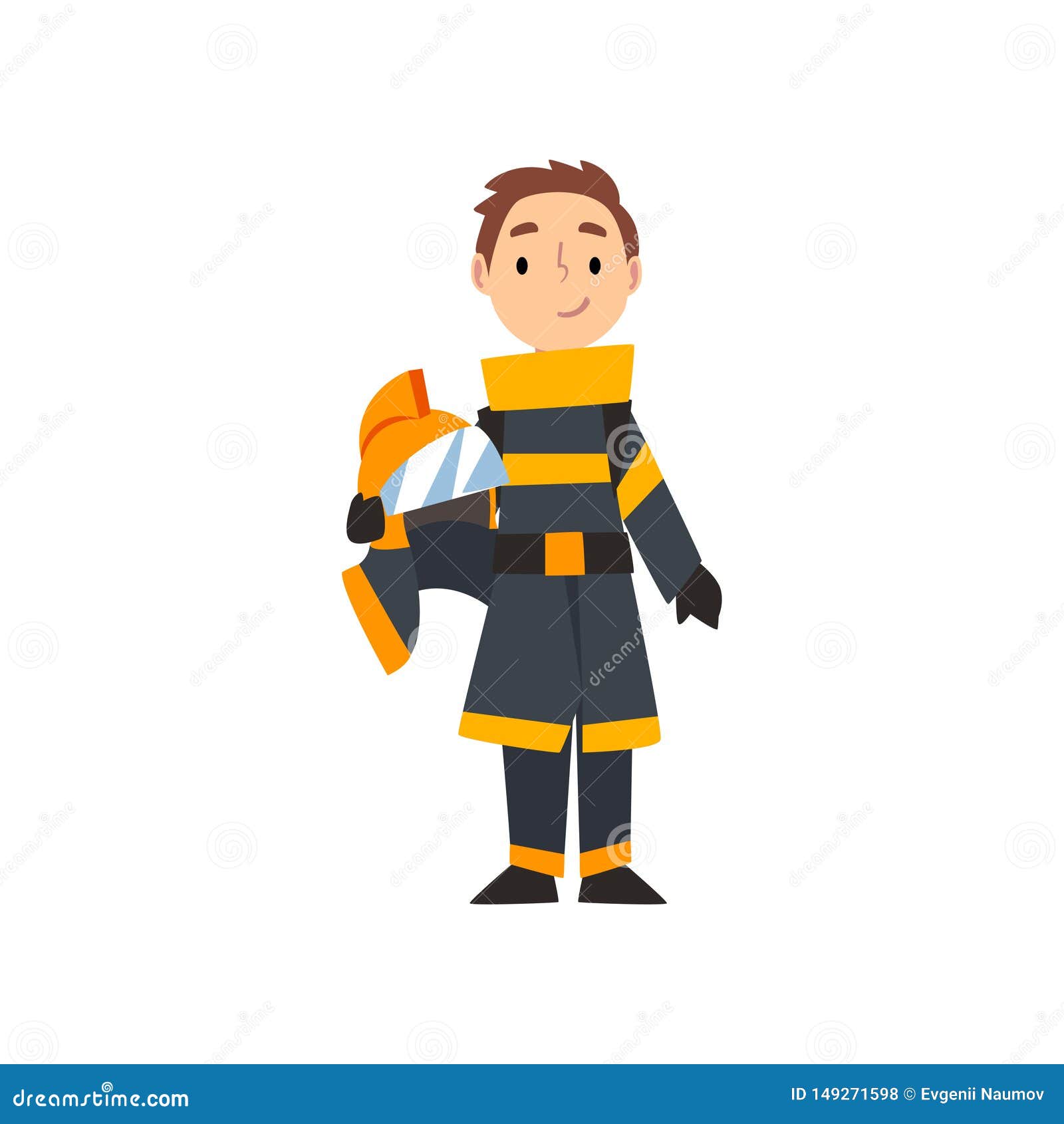 Boy Firefighter Character in Uniform, Kid Dreaming of Future Profession ...