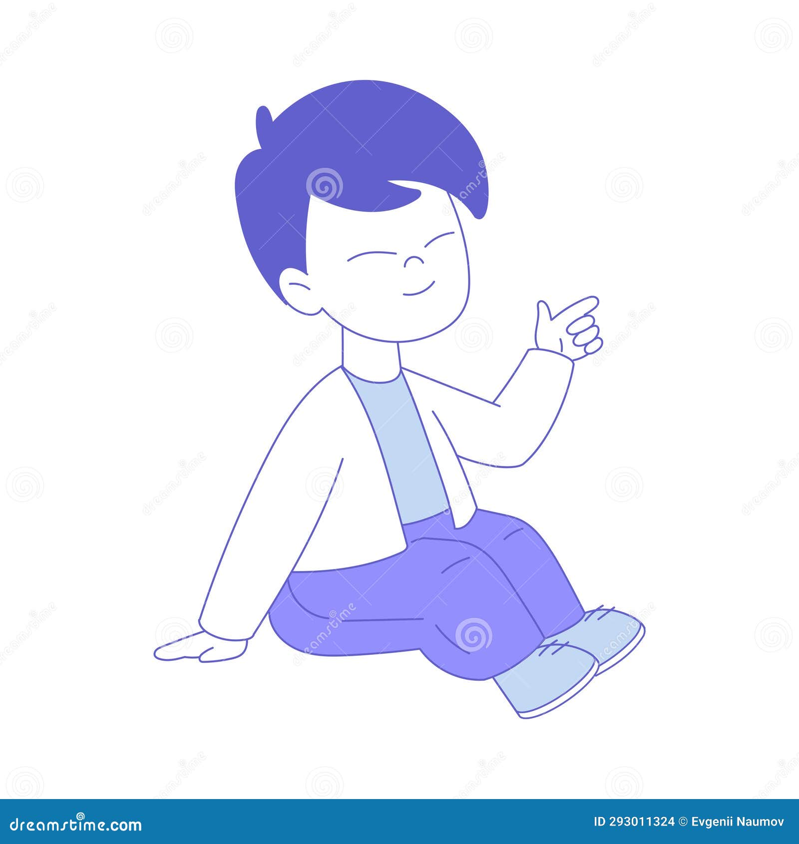 Boy First Grader Sitting on the Floor and Smiling Vector Illustration ...