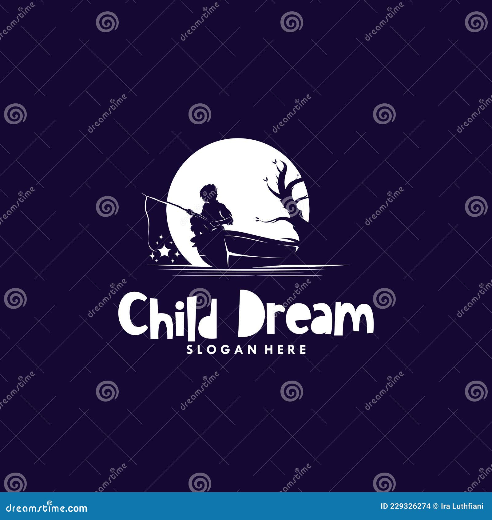 Boy Fishing On The Moon Logo