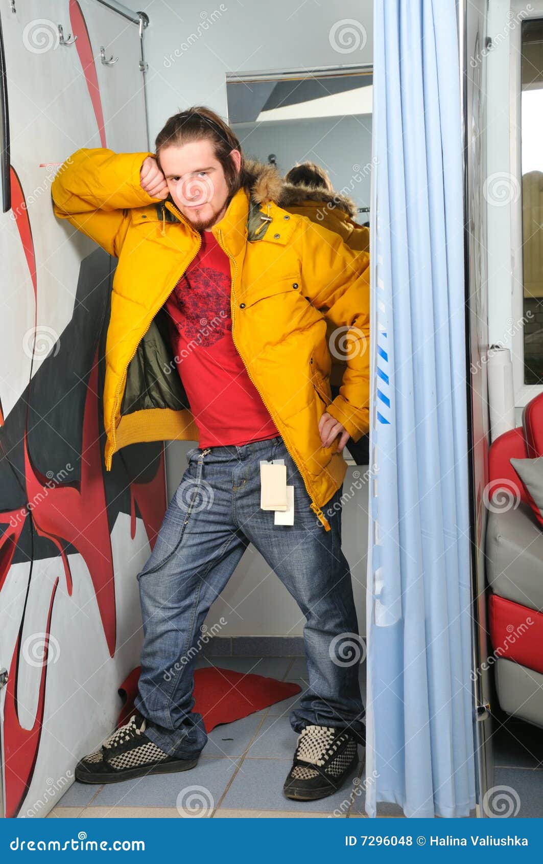 Boy in fitting-room stock photo. Image of pretty, people - 7296048