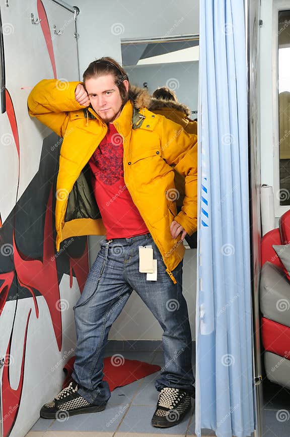 Boy in fitting-room stock photo. Image of pretty, people - 7296048