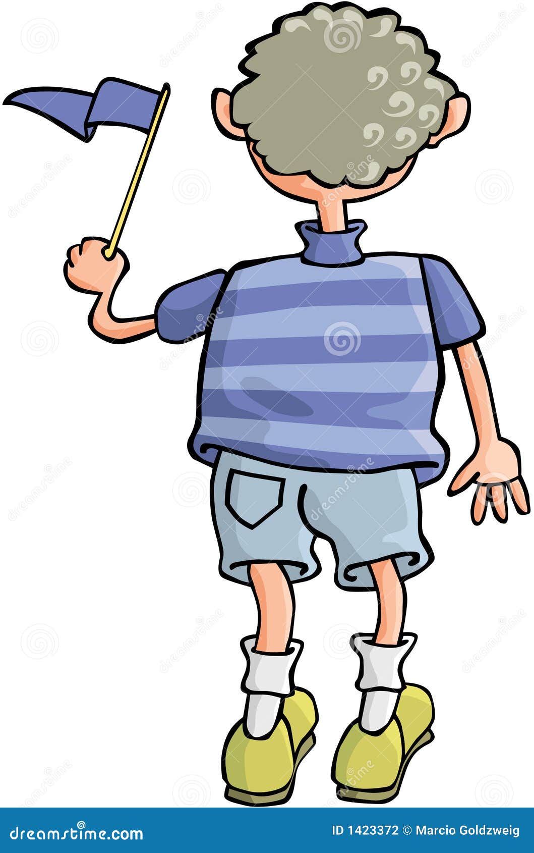 Boy with Flag stock illustration. Illustration of flag - 1423372
