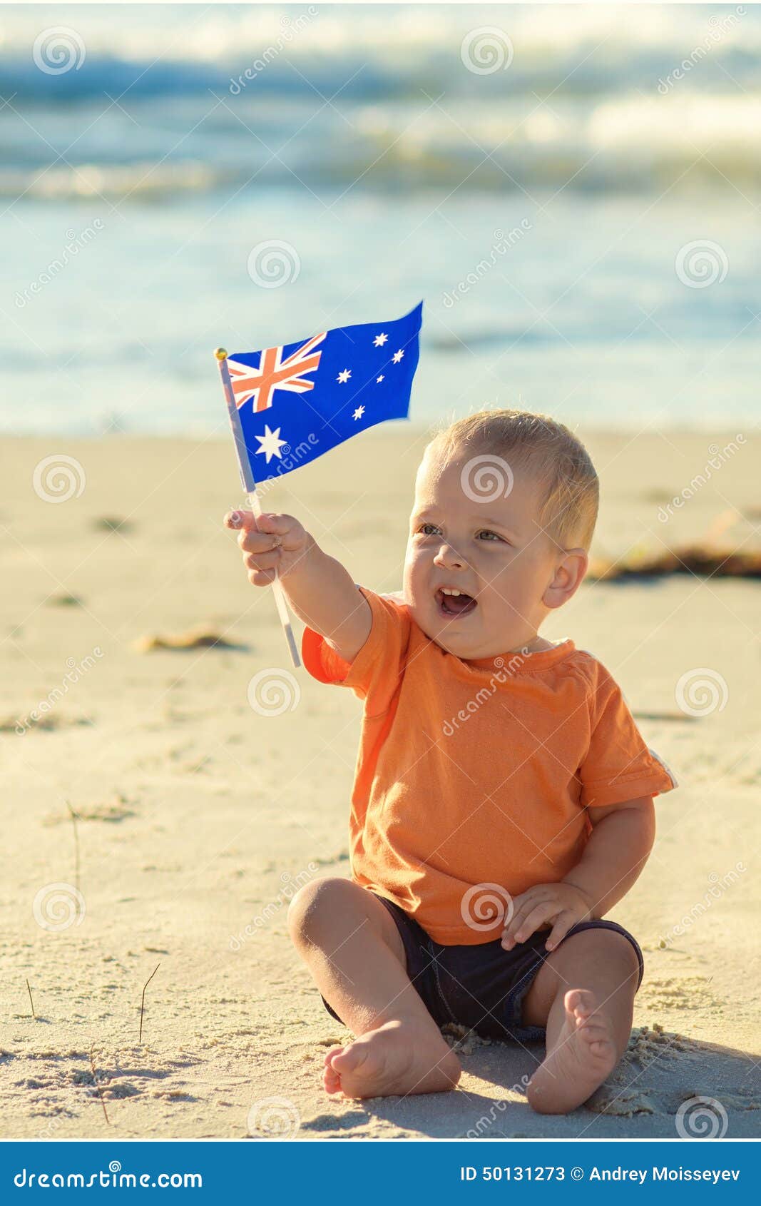 Boy with Flag stock image. Image of sand, australia, outdoors - 50131273