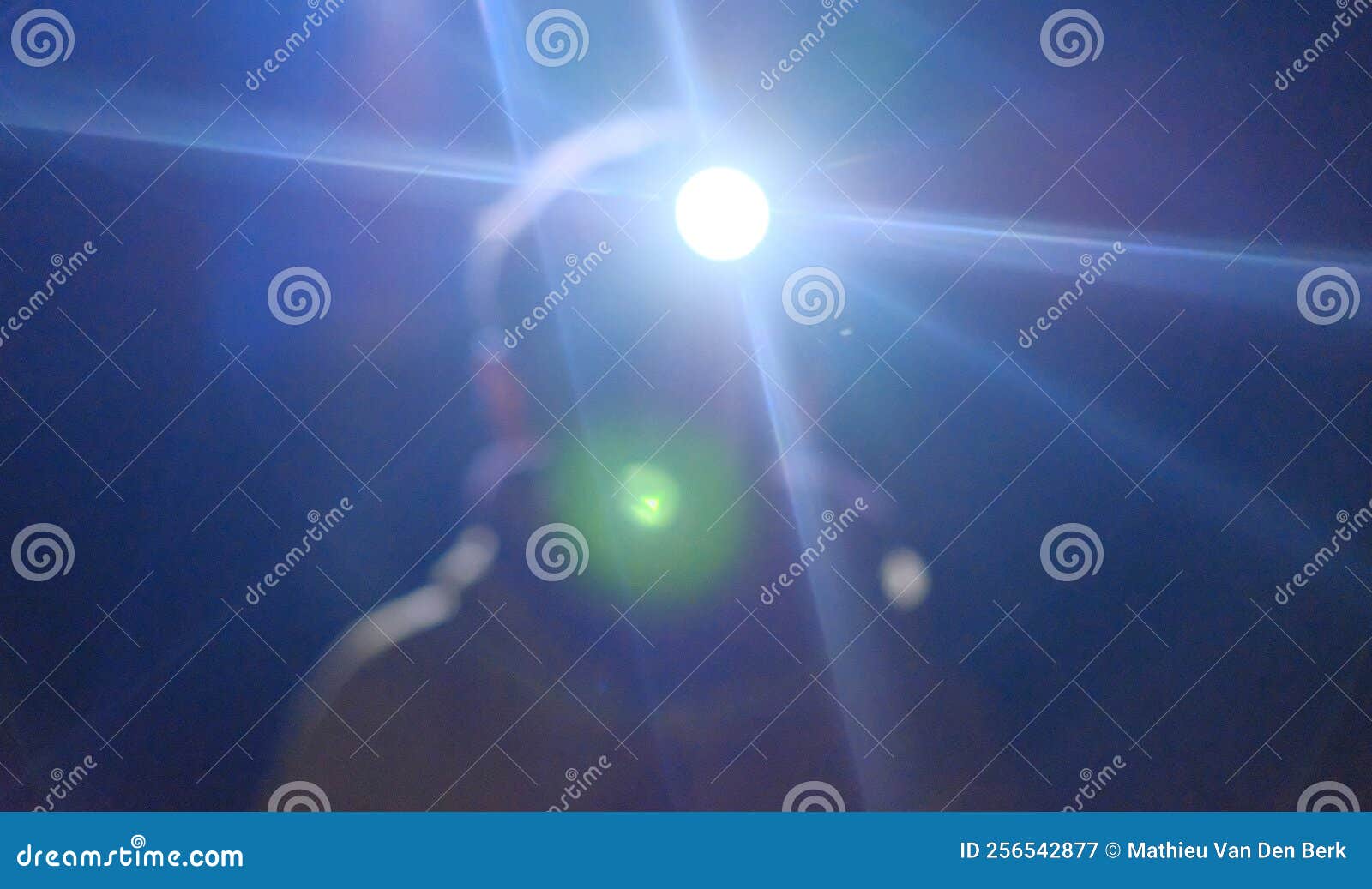 Boy with Flashlight on Head in the Dark Shines in Camera Stock Image ...