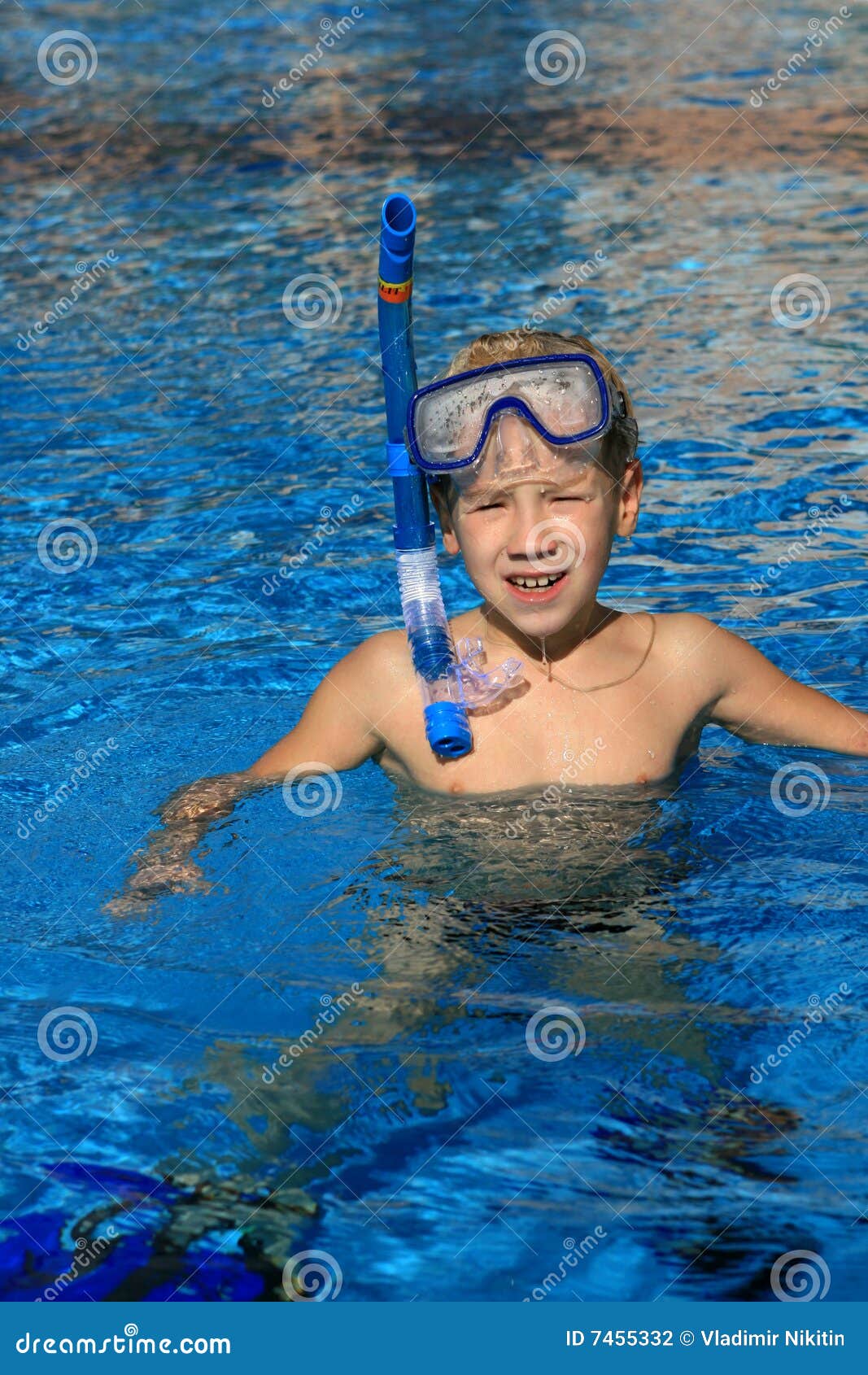 The boy floating in pool stock photo. Image of skin, studies - 7455332