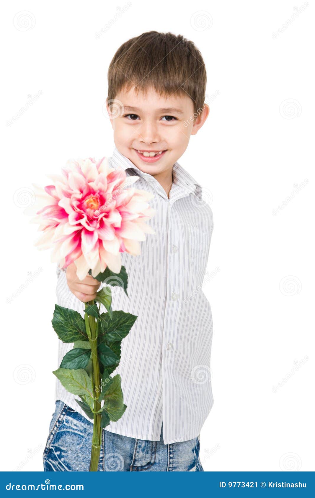 A boy with a flower stock image. Image of face, cute, hand - 9773421
