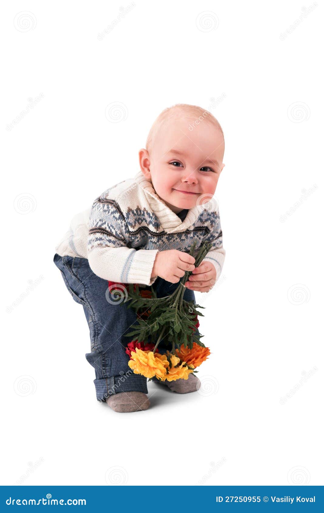 Boy with flowers stock image. Image of young, toddler - 27250955