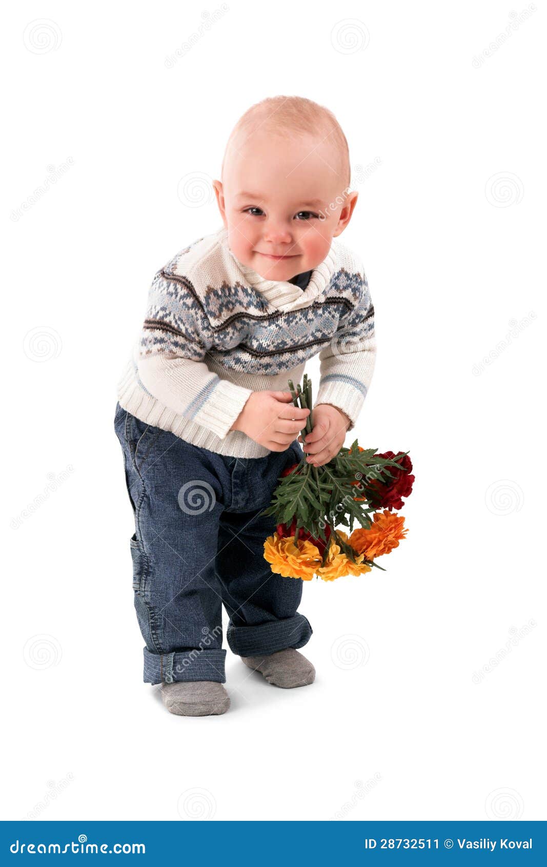 Boy with flowers stock image. Image of people, beautiful - 28732511