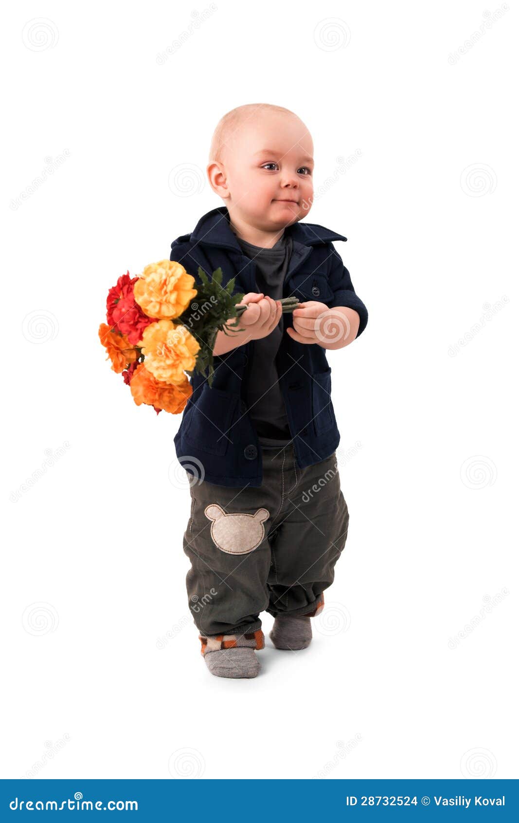 Boy with flowers stock photo. Image of portrait, adorable - 28732524