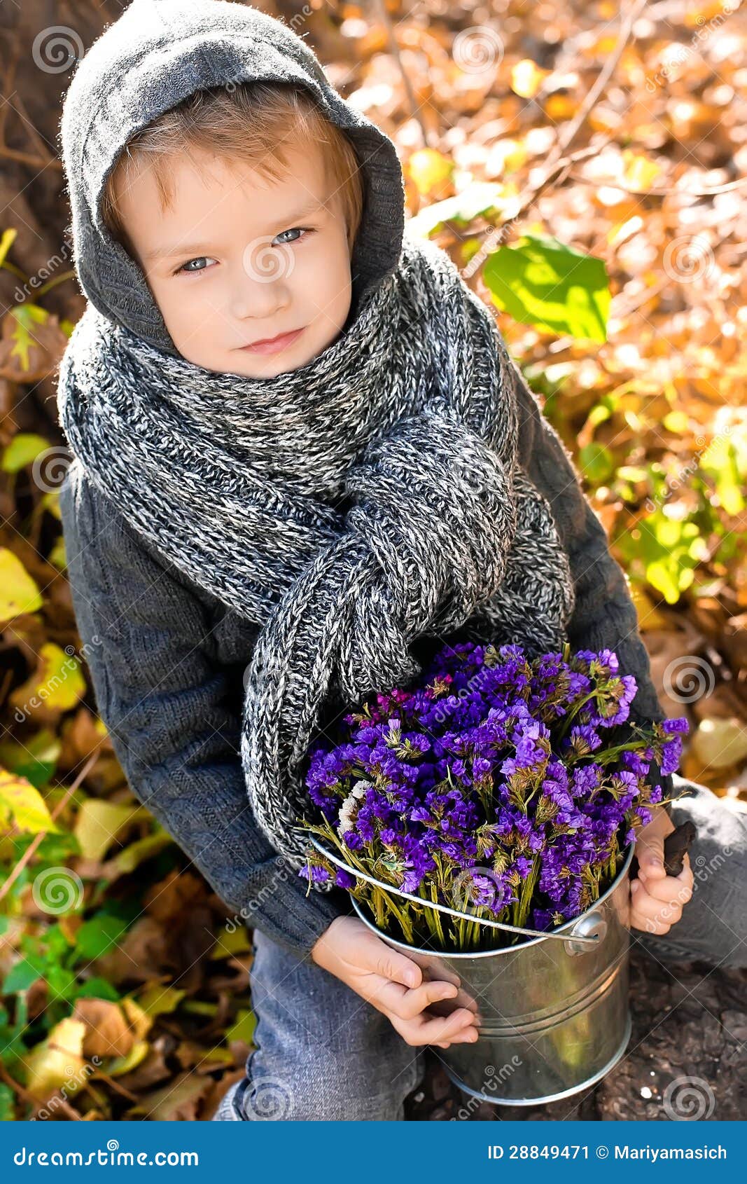 Boy with flowers stock image. Image of beautyful, face - 28849471