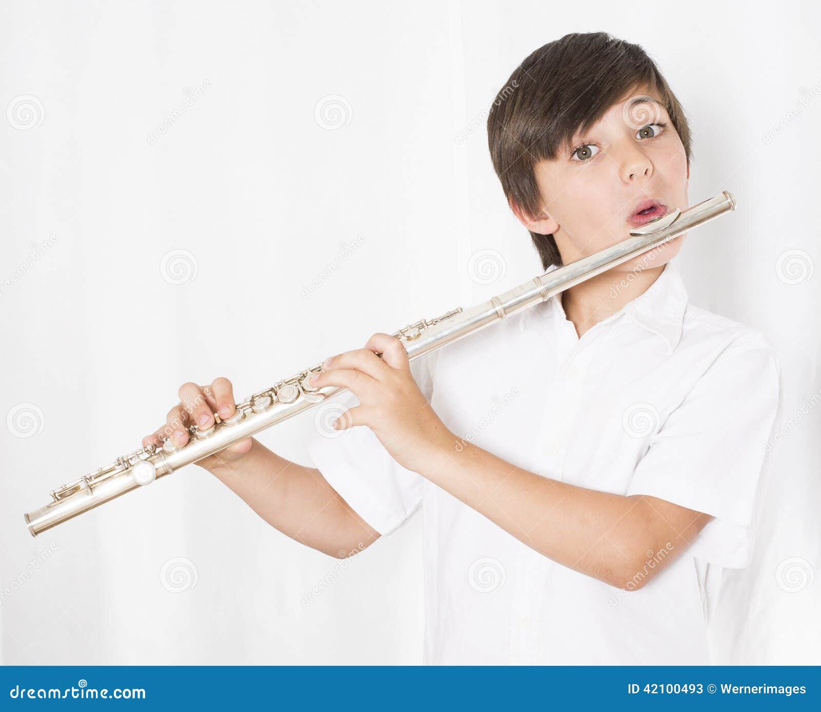Boy with flute stock image. Image of child, enjoyment - 42100493