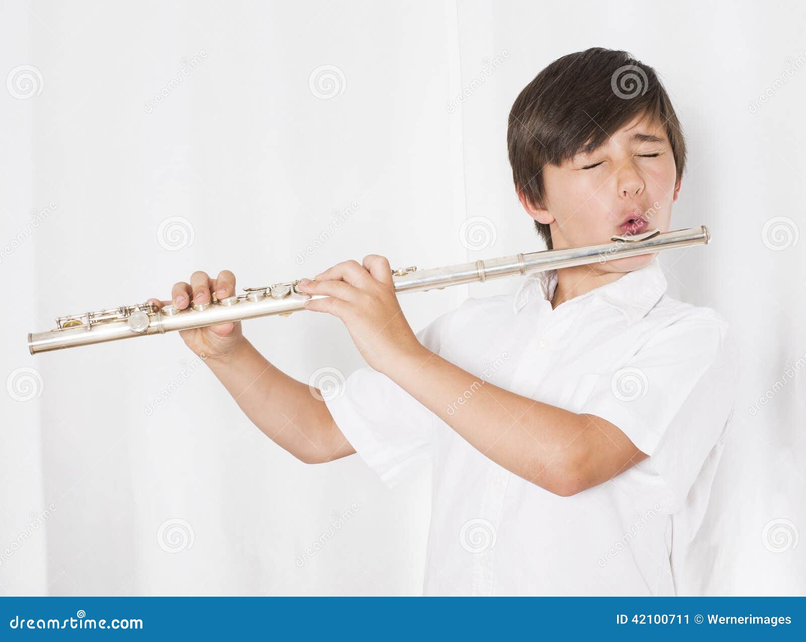 Boy with flute stock image. Image of enjoyment, practice - 42100711