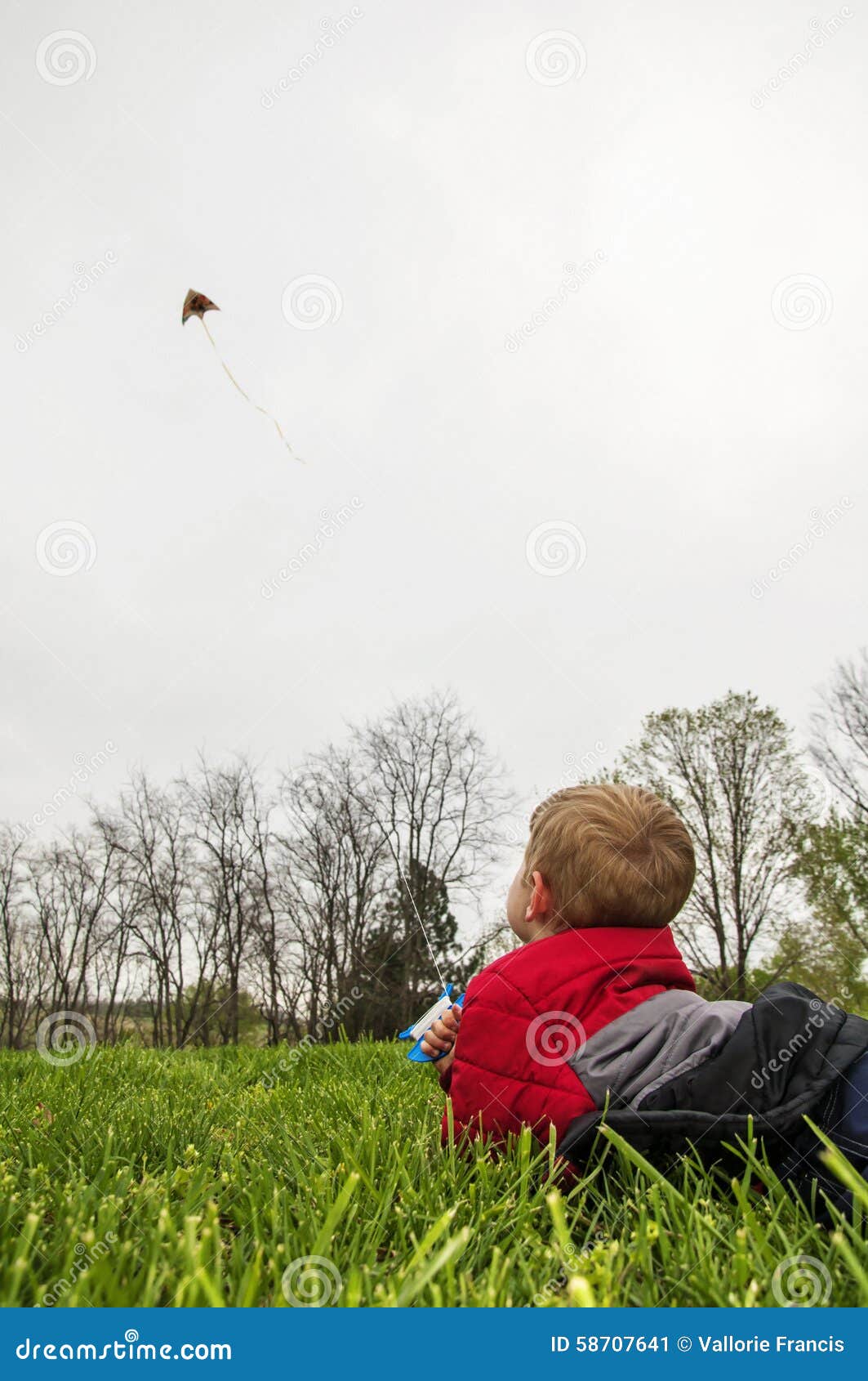 Boy flying kite stock image. Image of child, carefree - 58707641