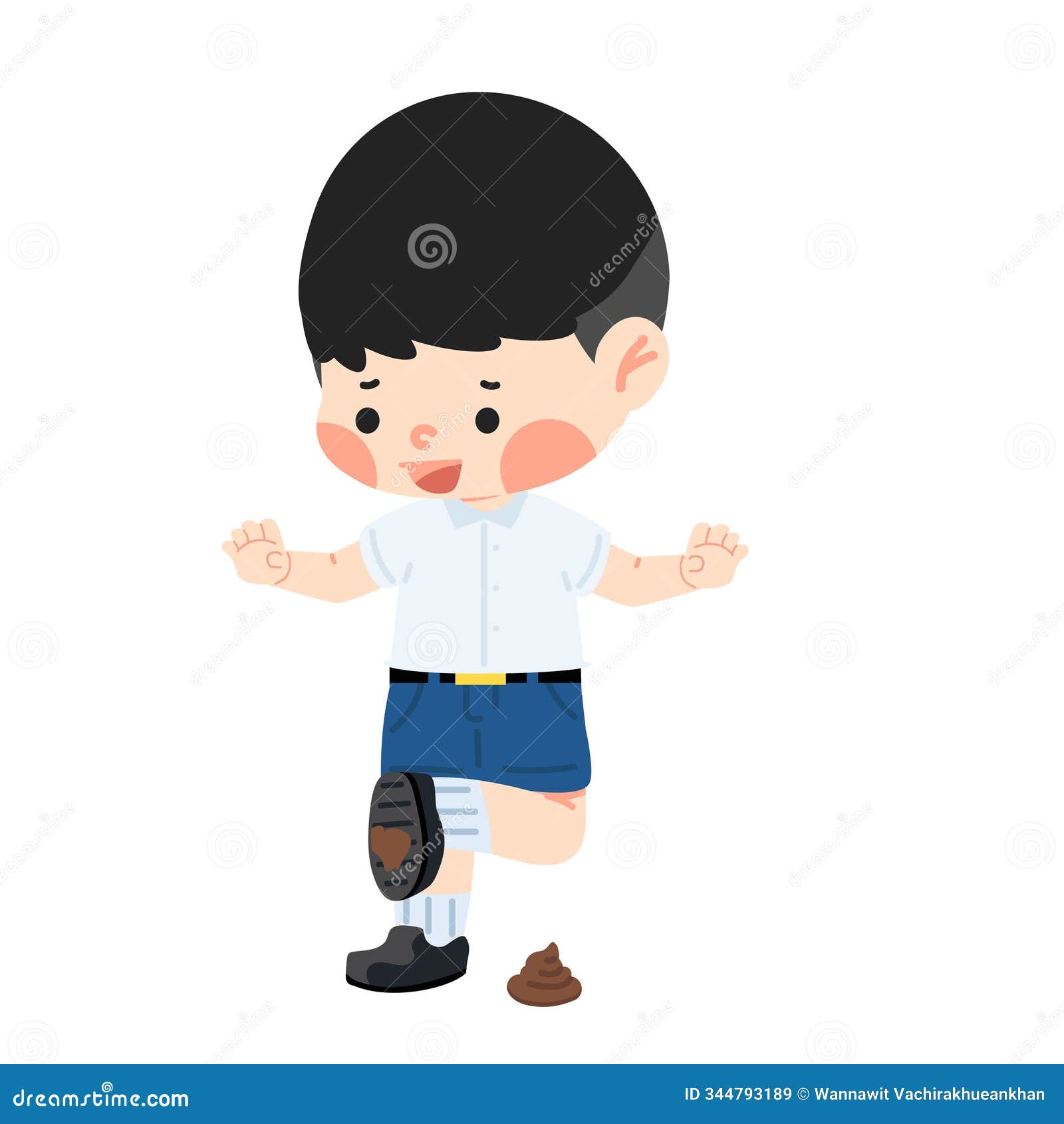 Boy foot stepped on dog stock illustration. Illustration of pile ...