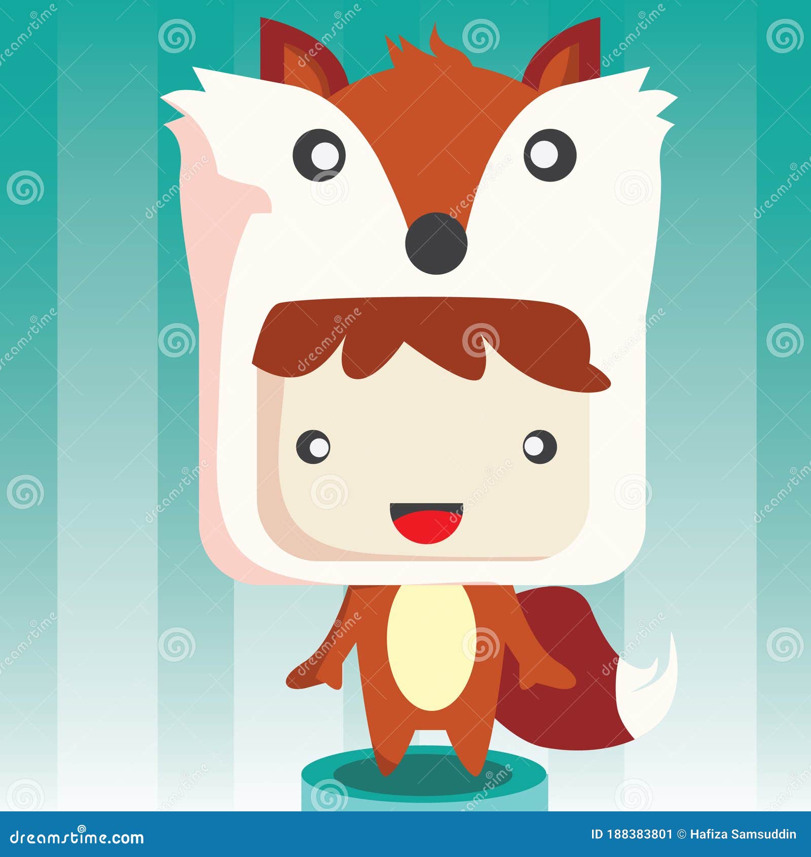 Boy in Fox Costume. Vector Illustration Decorative Design Stock Vector ...