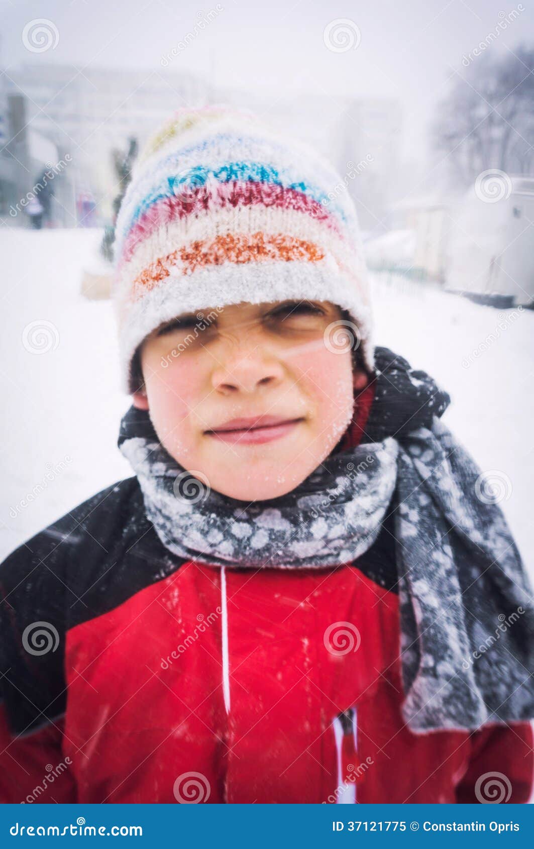 Boy in Freezing Cold Weather Stock Image - Image of portrait, childhood ...