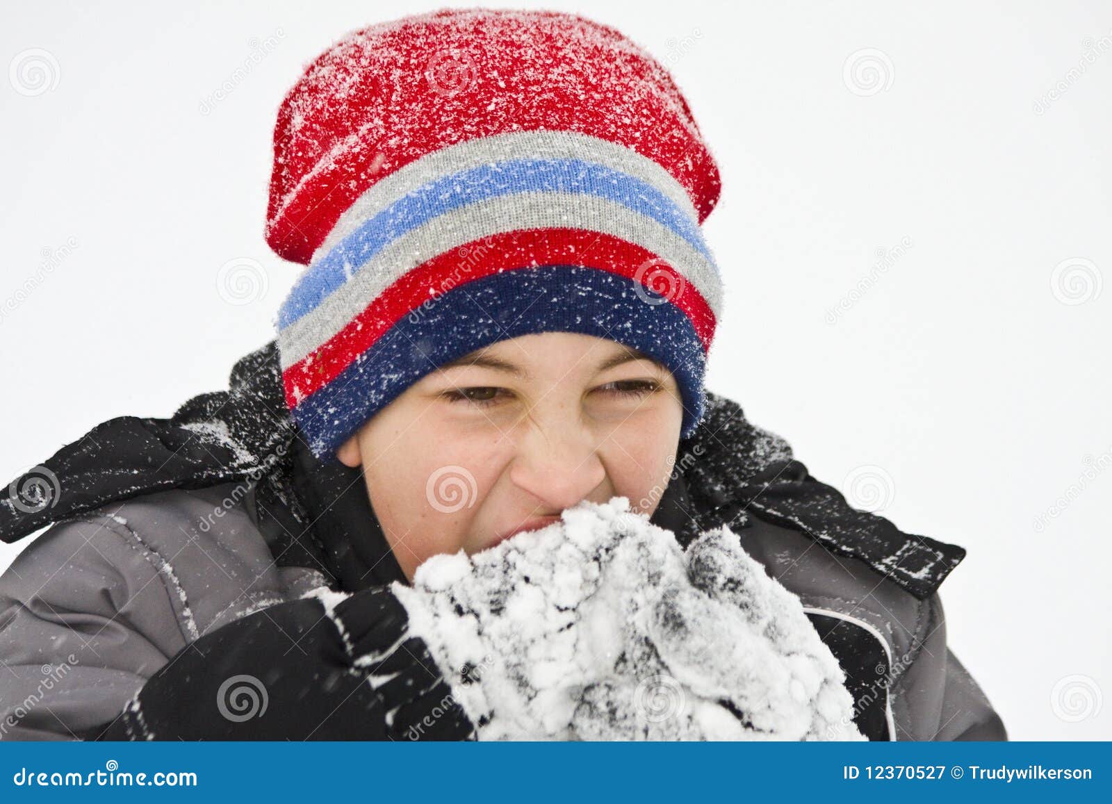 Boy Freezing in Snow stock image. Image of bitter, frozen - 12370527
