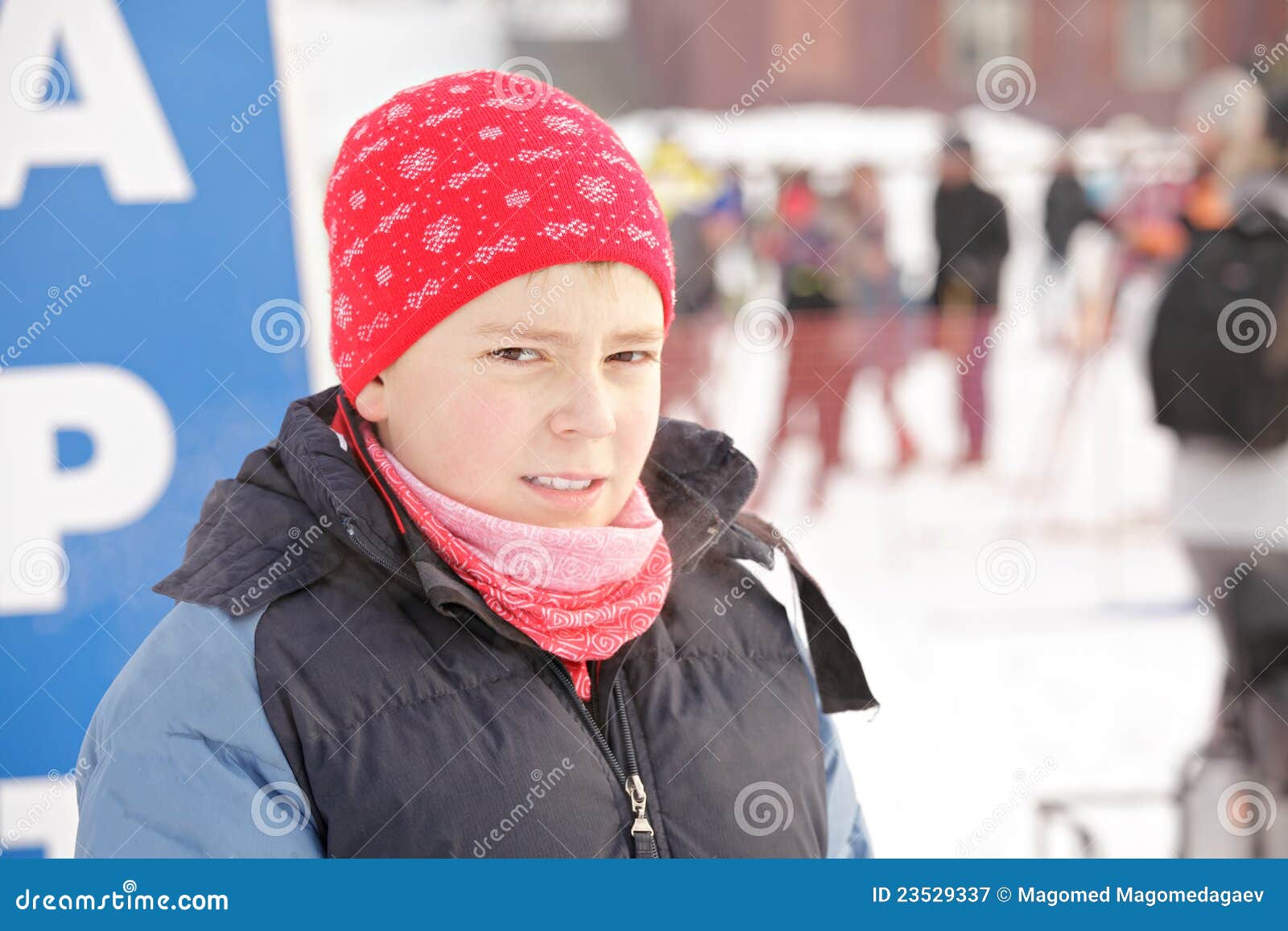 Boy in frosty day stock image. Image of blue, frost, person - 23529337