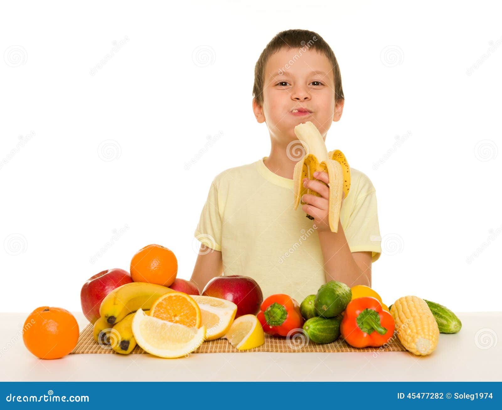 Boy with Fruits and Vegetables Stock Photo - Image of fruit, natural ...