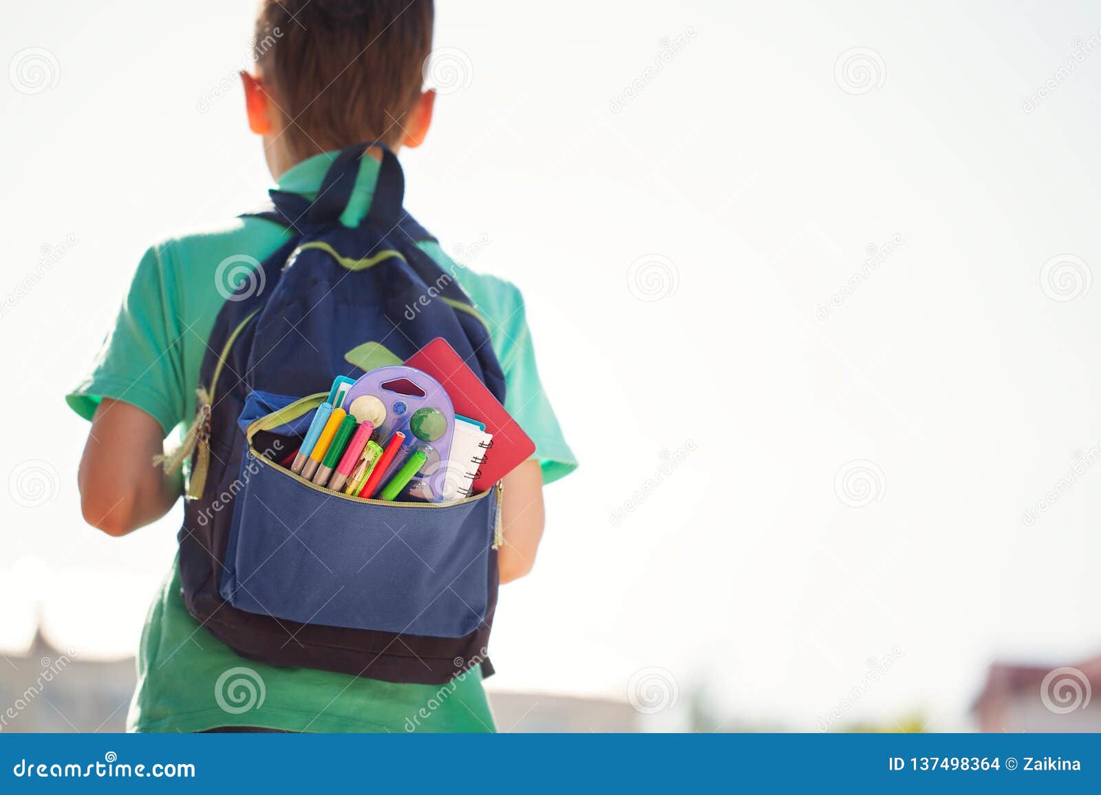 Boy with Full School Backpack. Little Pupil Going Back To School Stock ...